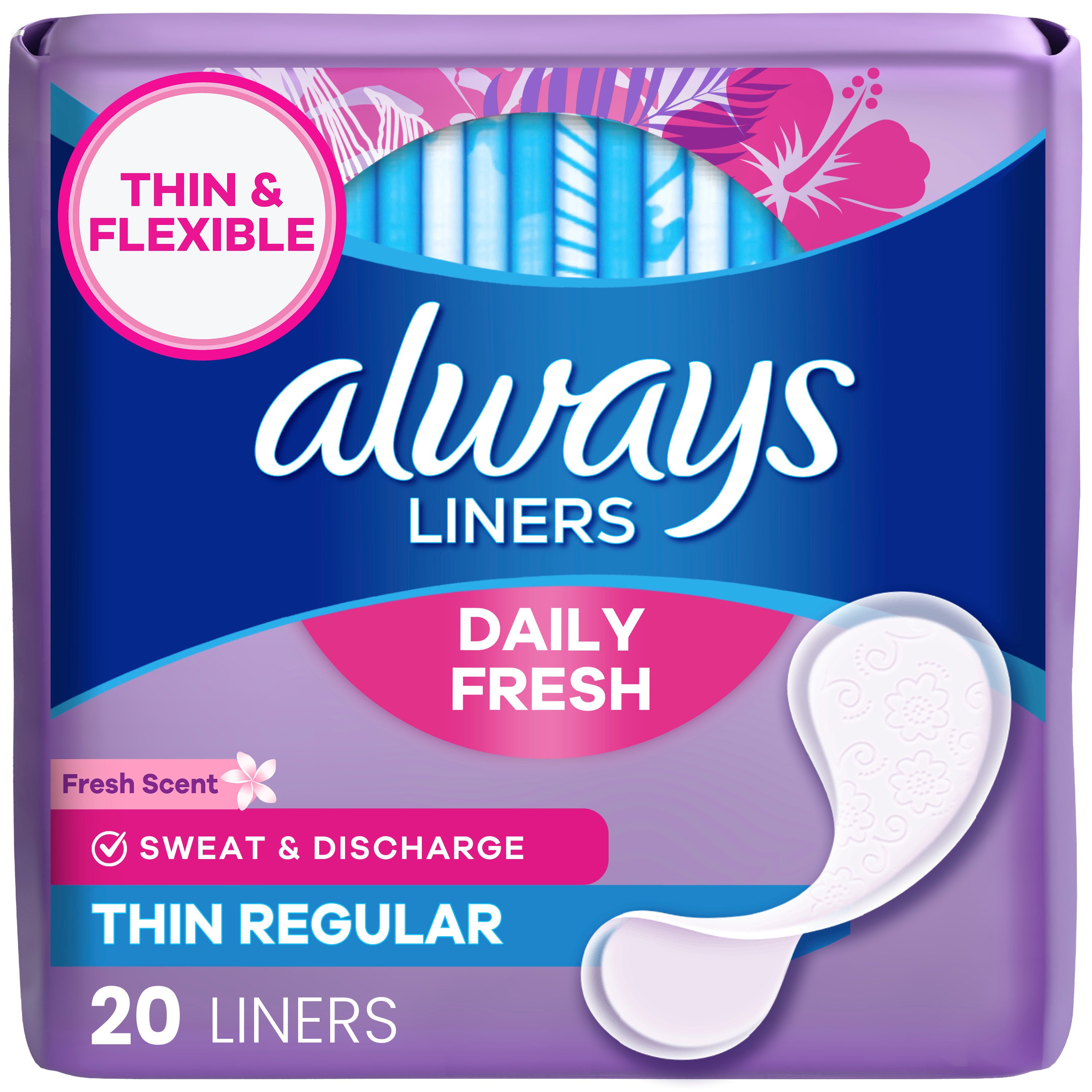 Always Thin No Feel Protection Daily Liners Regular Absorbency Scented ...