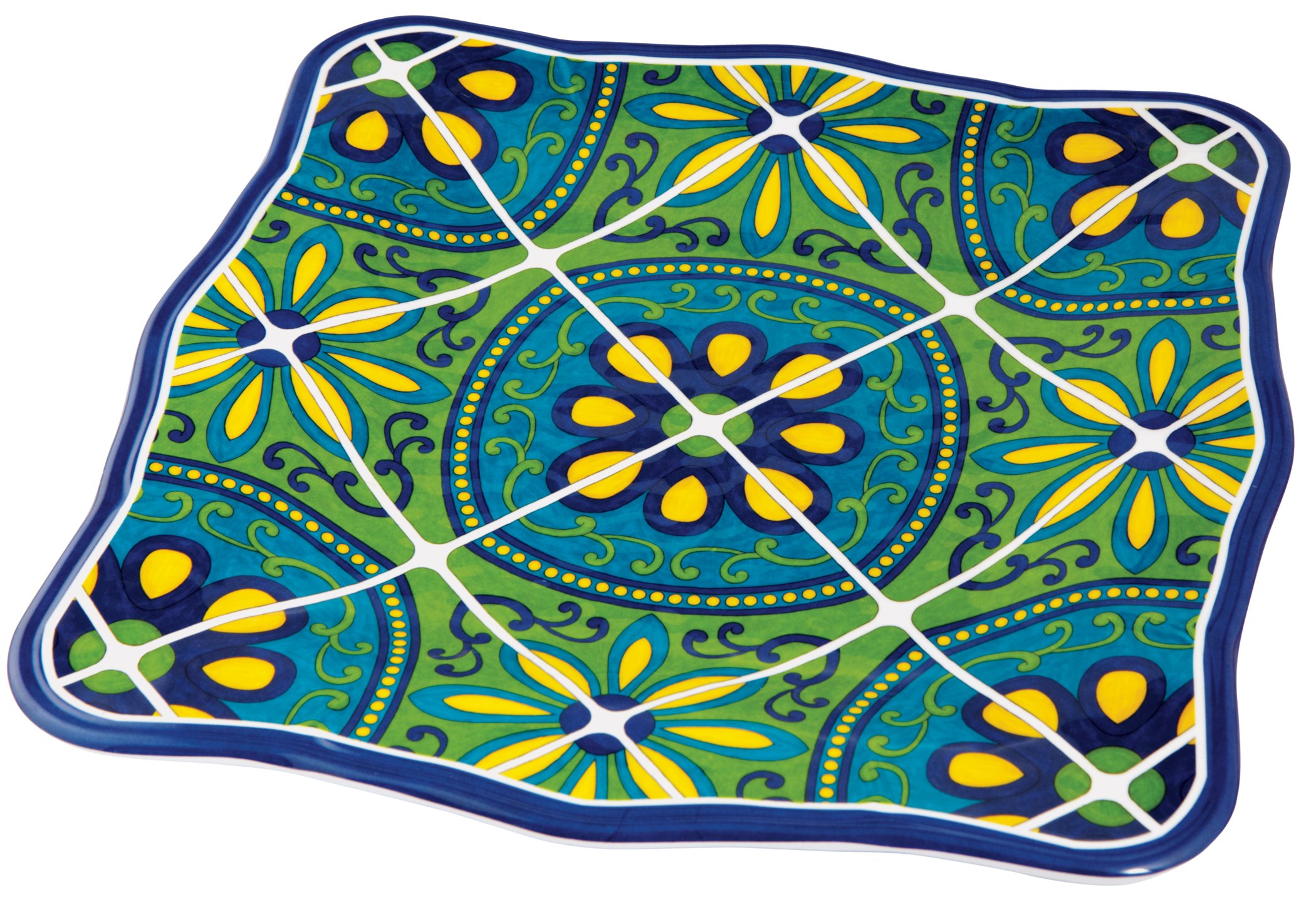 Cocinaware 11" Square Dinner Plate, Blue Mexican Tile - Shop Plates at ...