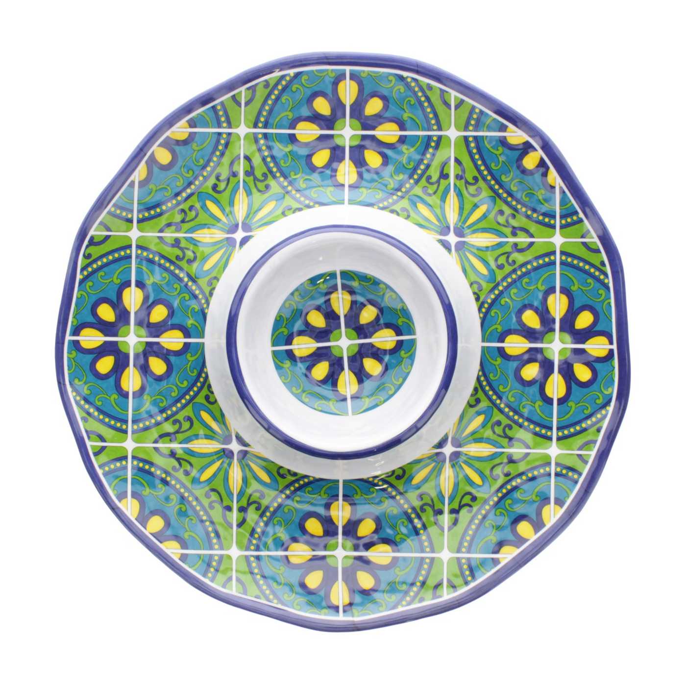 Cocinaware 13" Chip & Dip Platter, Blue Tile - Shop Serving Dishes at H-E-B