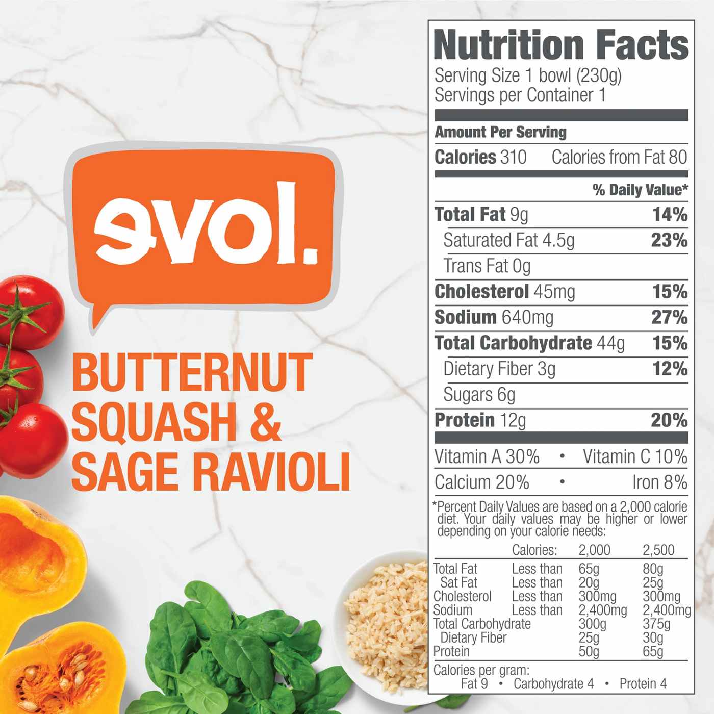Evol 11g Protein Butternut Squash & Sage Ravioli Frozen Meal - Shop ...