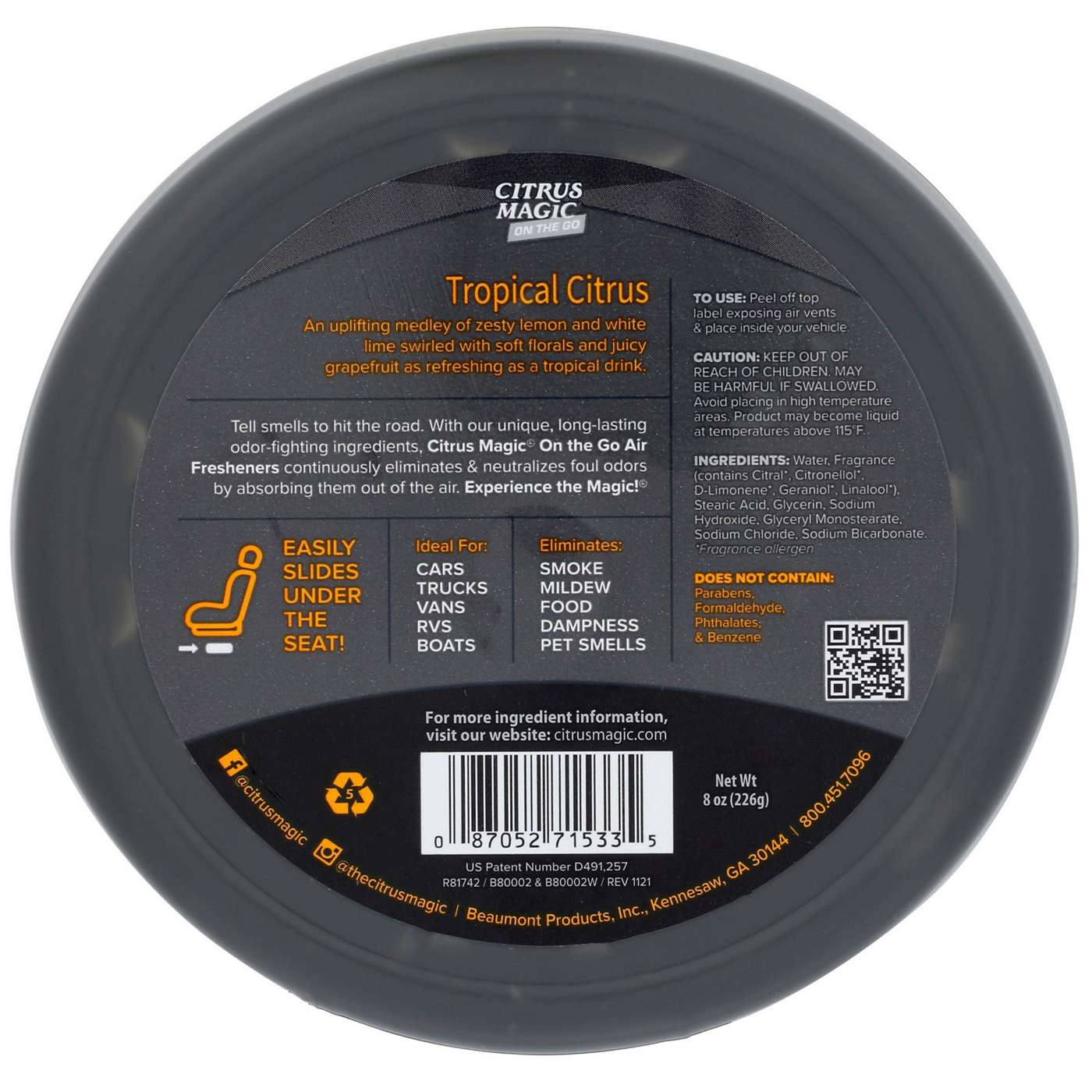 Citrus Magic On The Go Tropical Citrus Solid Car Air Freshener - Shop ...