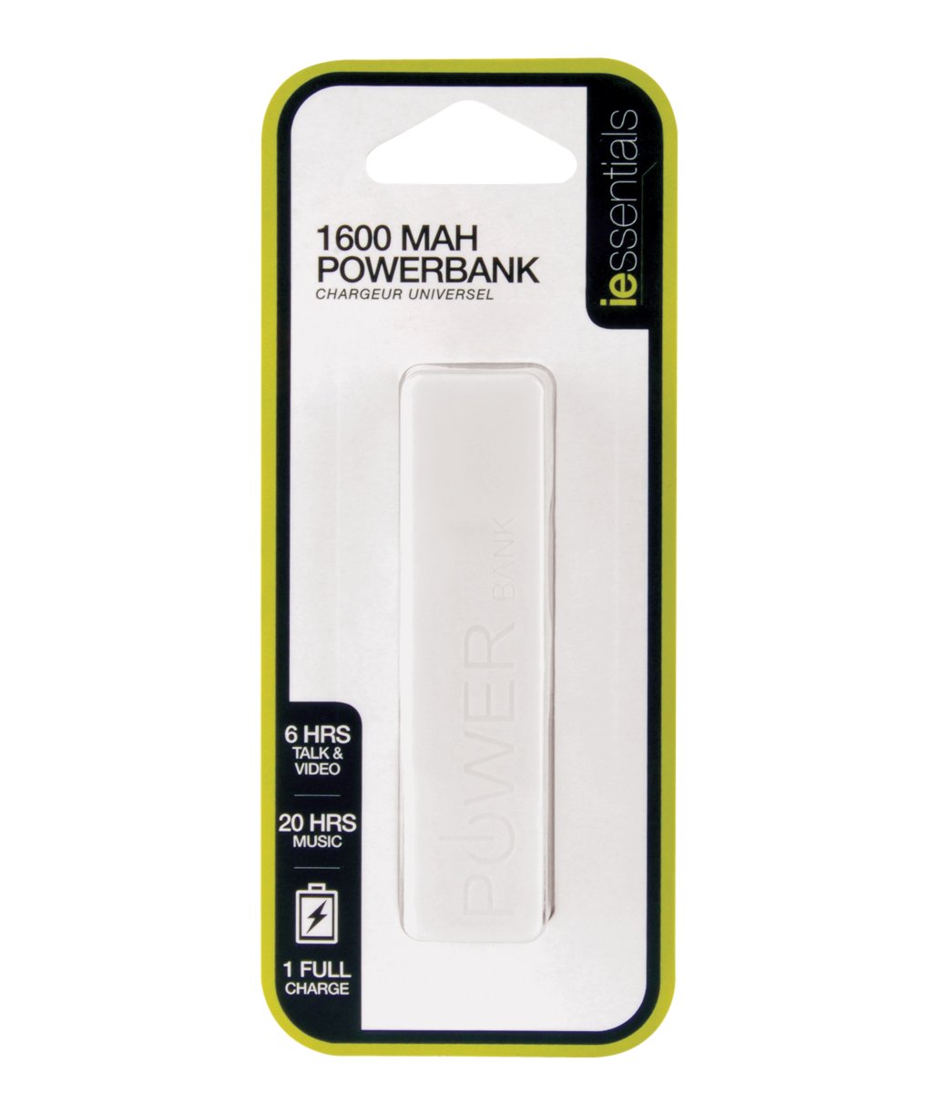 iEssentials 1600 MAH Power Bank, White - Shop Phone chargers at H-E-B