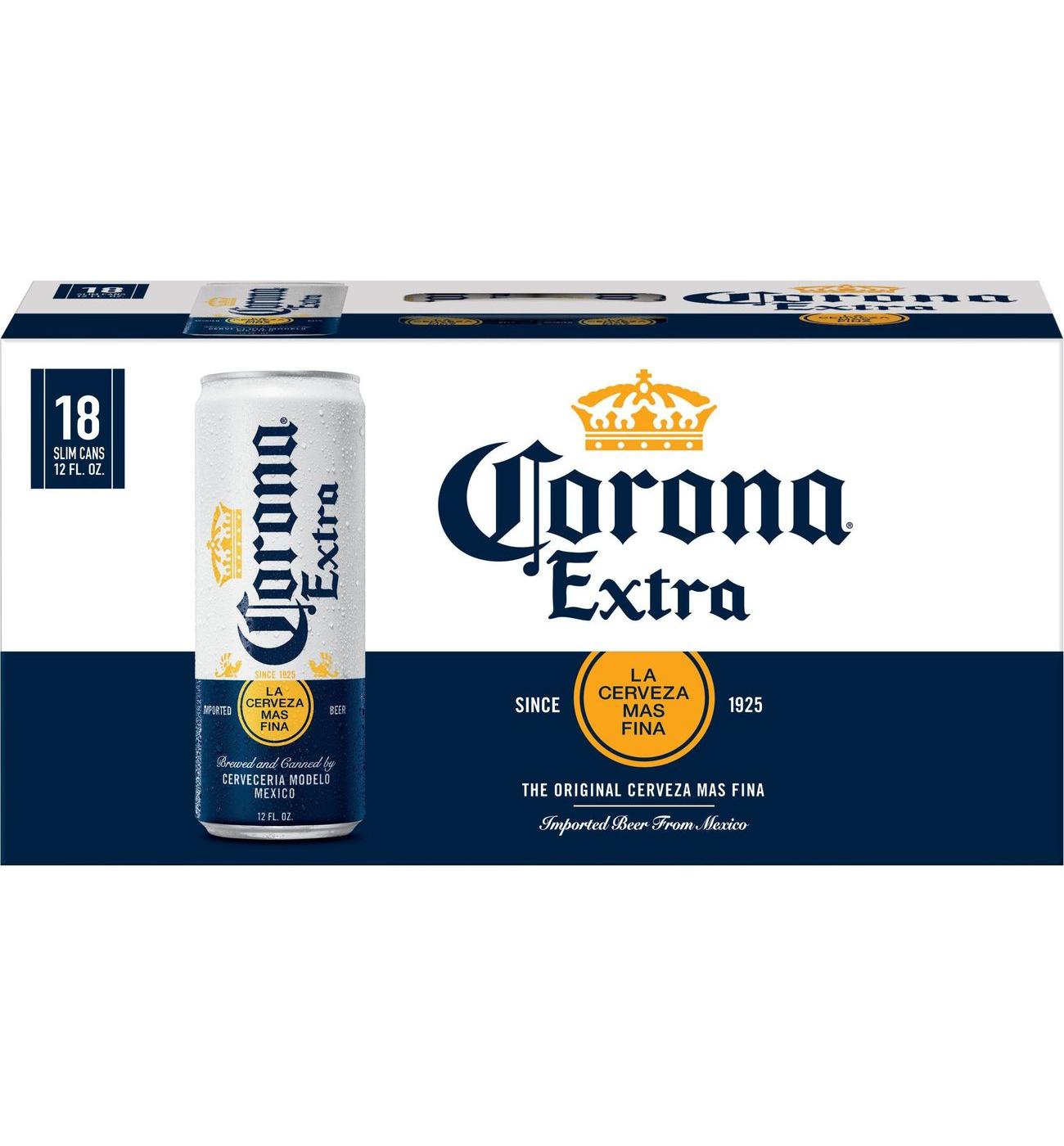 Corona Extra Mexican Lager Import Beer 12 oz Cans, 18 pk - Shop Beer at ...
