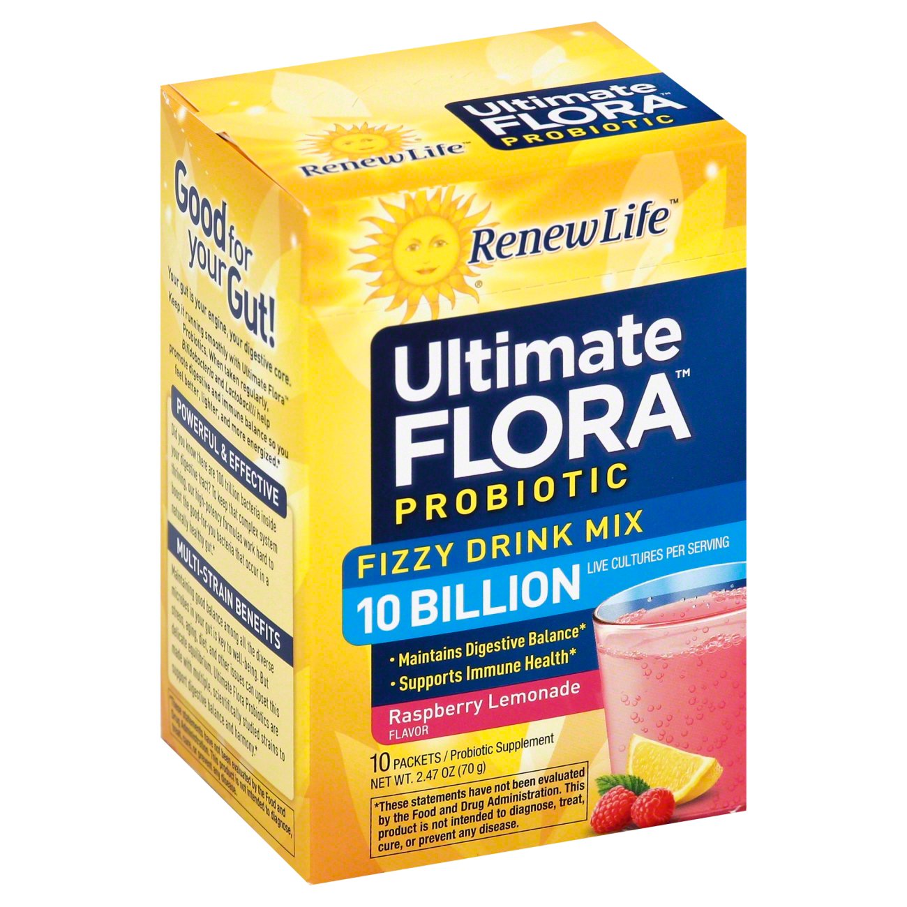 ReNew Life Ultimate Flora 10BB Probiotic Raspberry Lemonade Fizzy Mix ...