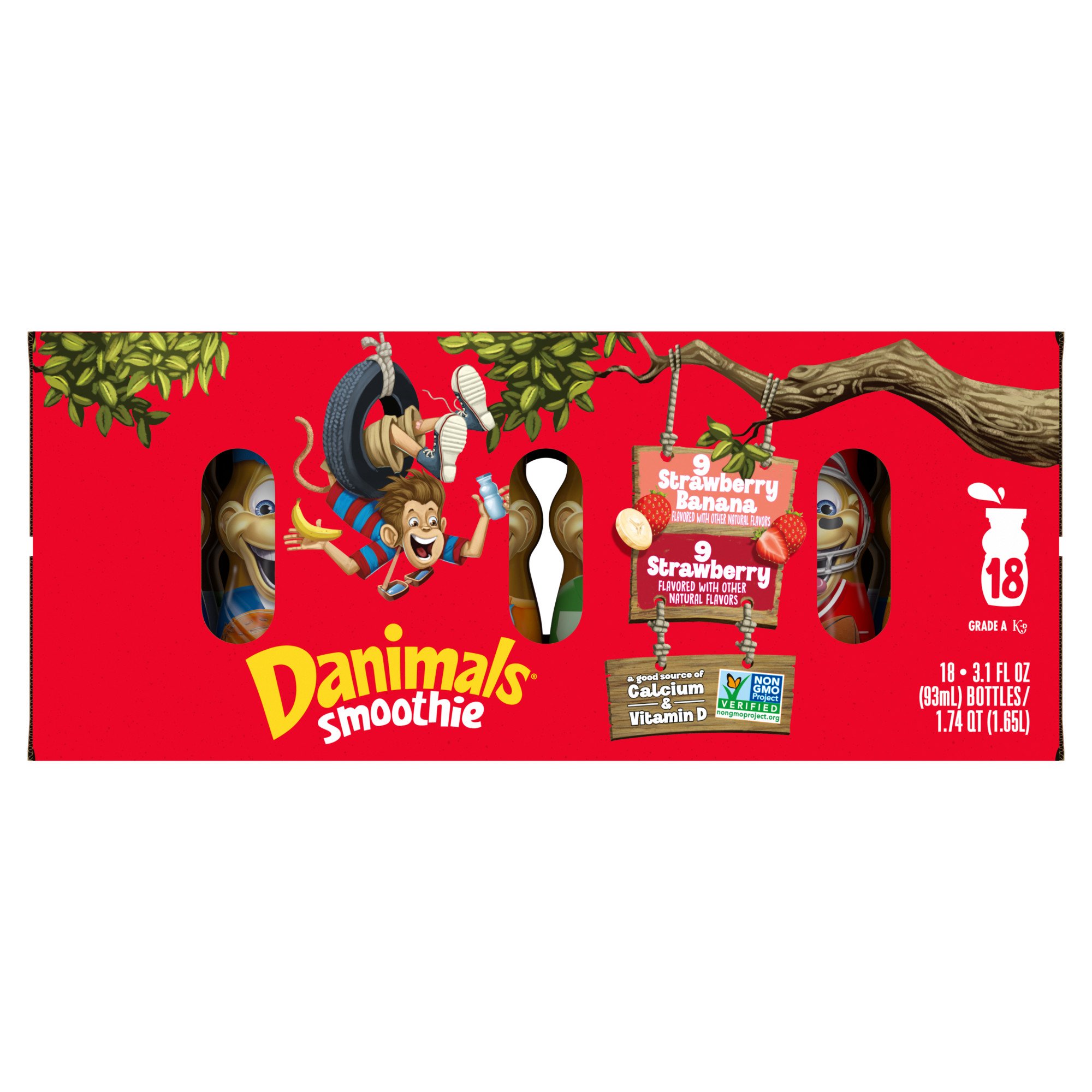Dannon Danimals Smoothie 18 pk Bottles Variety Pack - Strawberry ...