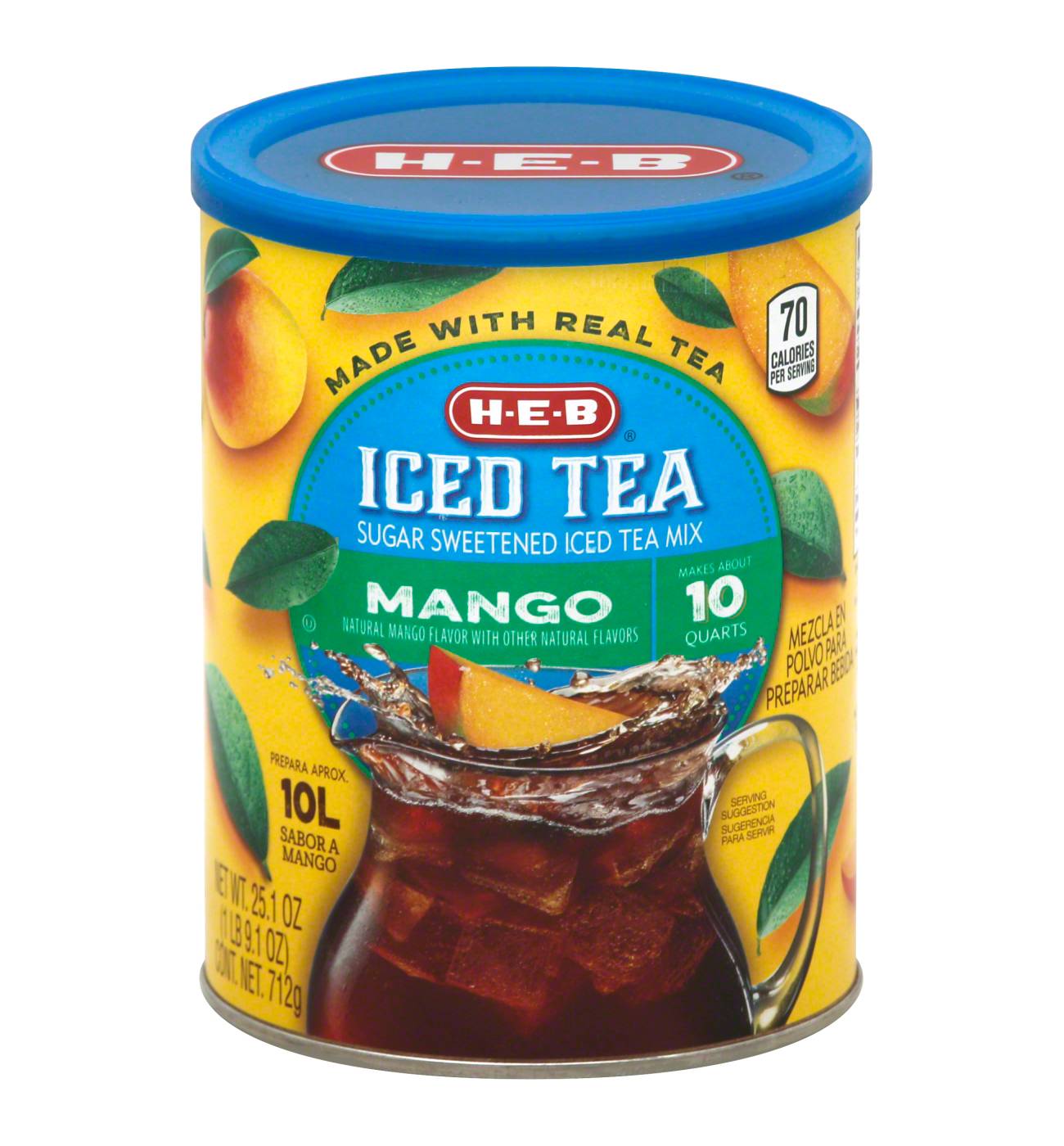 H-E-B Mango Sugar Sweetened Iced Tea Mix - Shop Tea at H-E-B