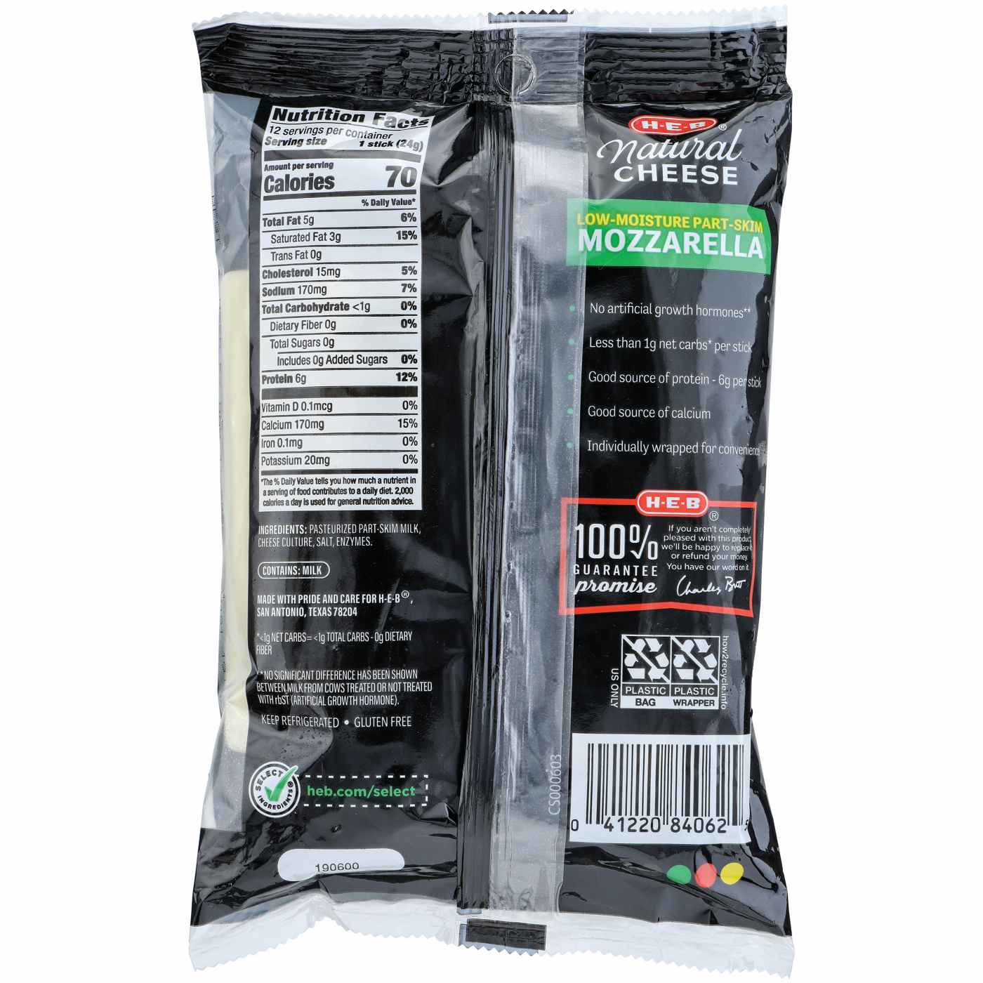 H-E-B Low Moisture Part-Skim Mozzarella String Cheese, 12 ct - Shop ...