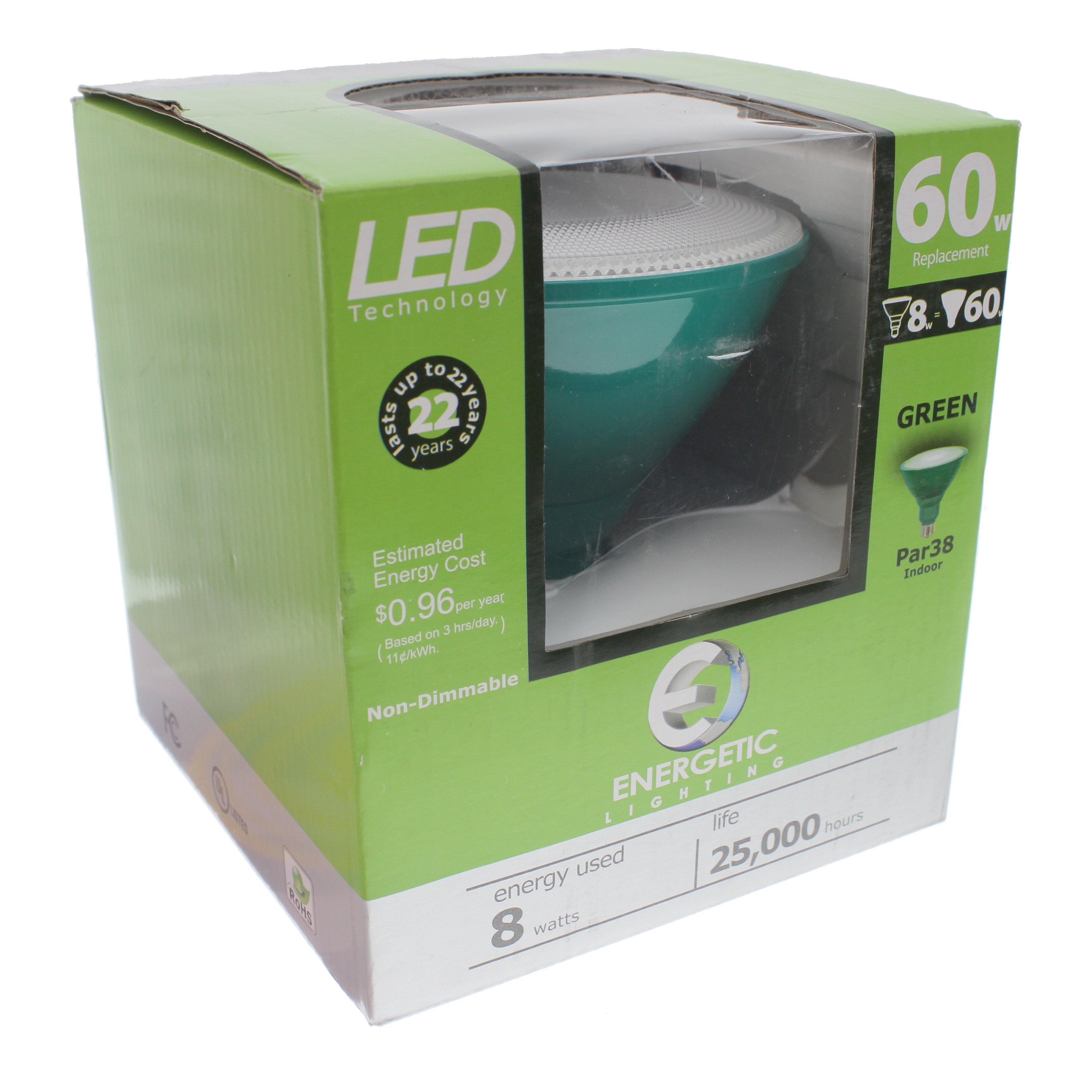 Energetic Lighting PAR38 60-Watt Indoor LED Light Bulb - Green - Shop ...