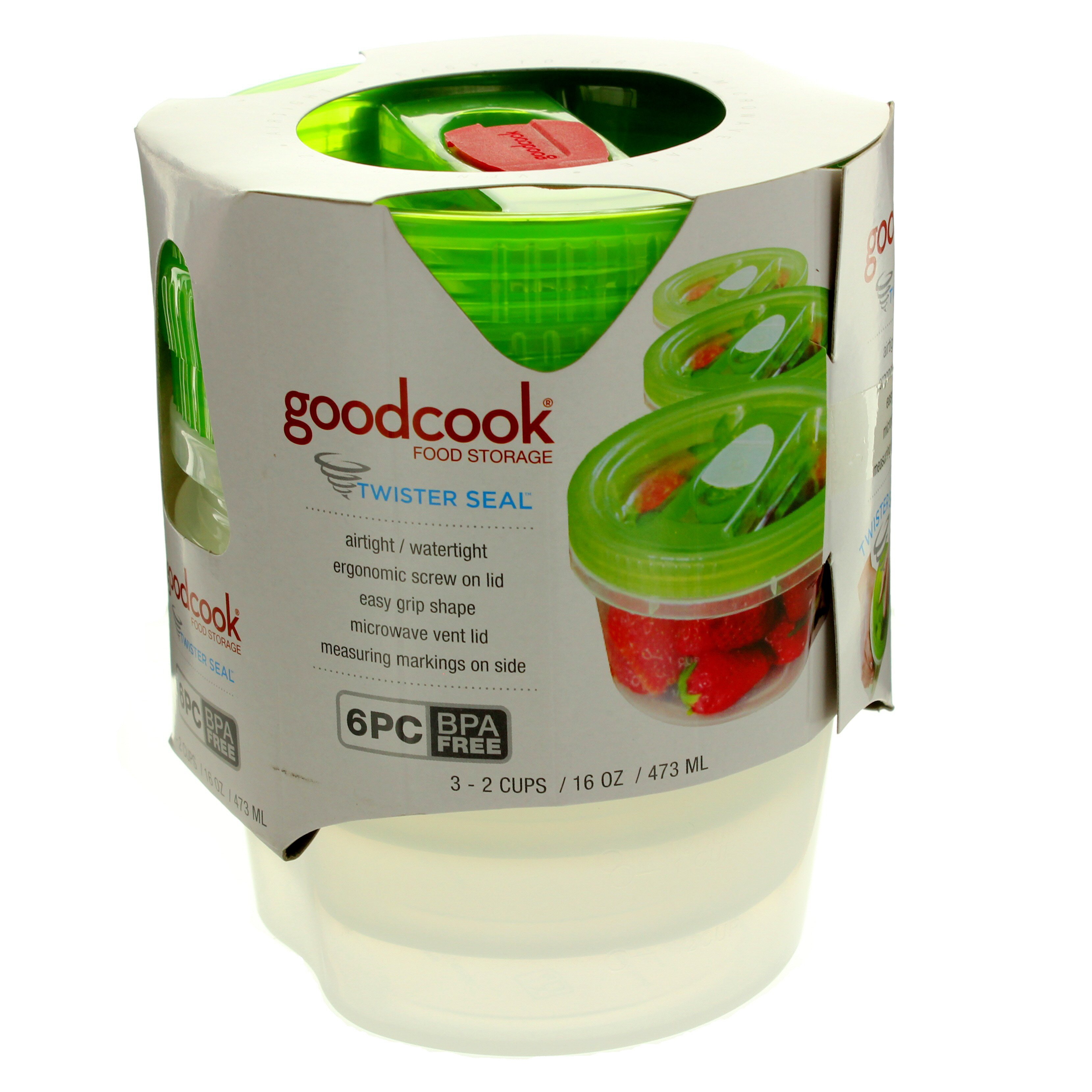Good Cook Twister Seal Lid 16oz Round Food Storage Container Set - Shop ...
