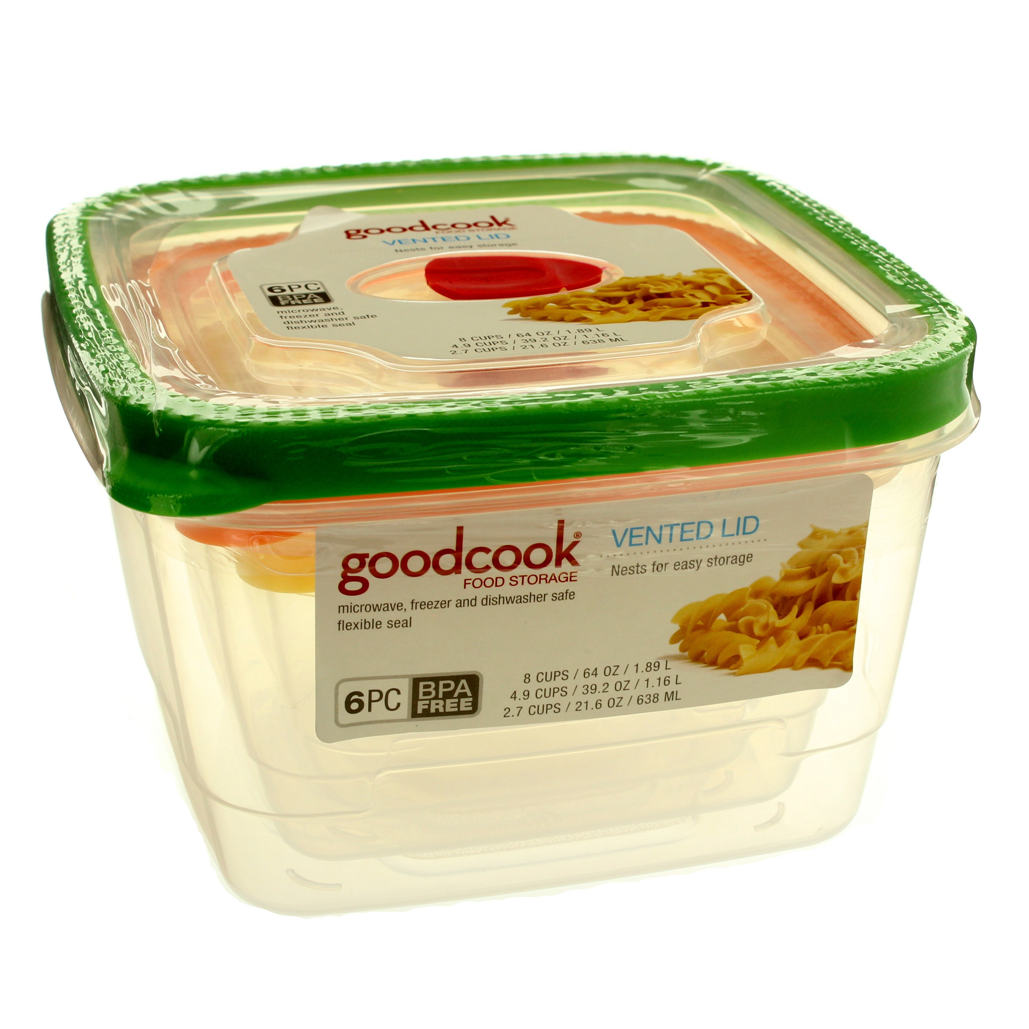 Good Cook Vented Lid Durable Square Food Storage Container Set - Shop ...