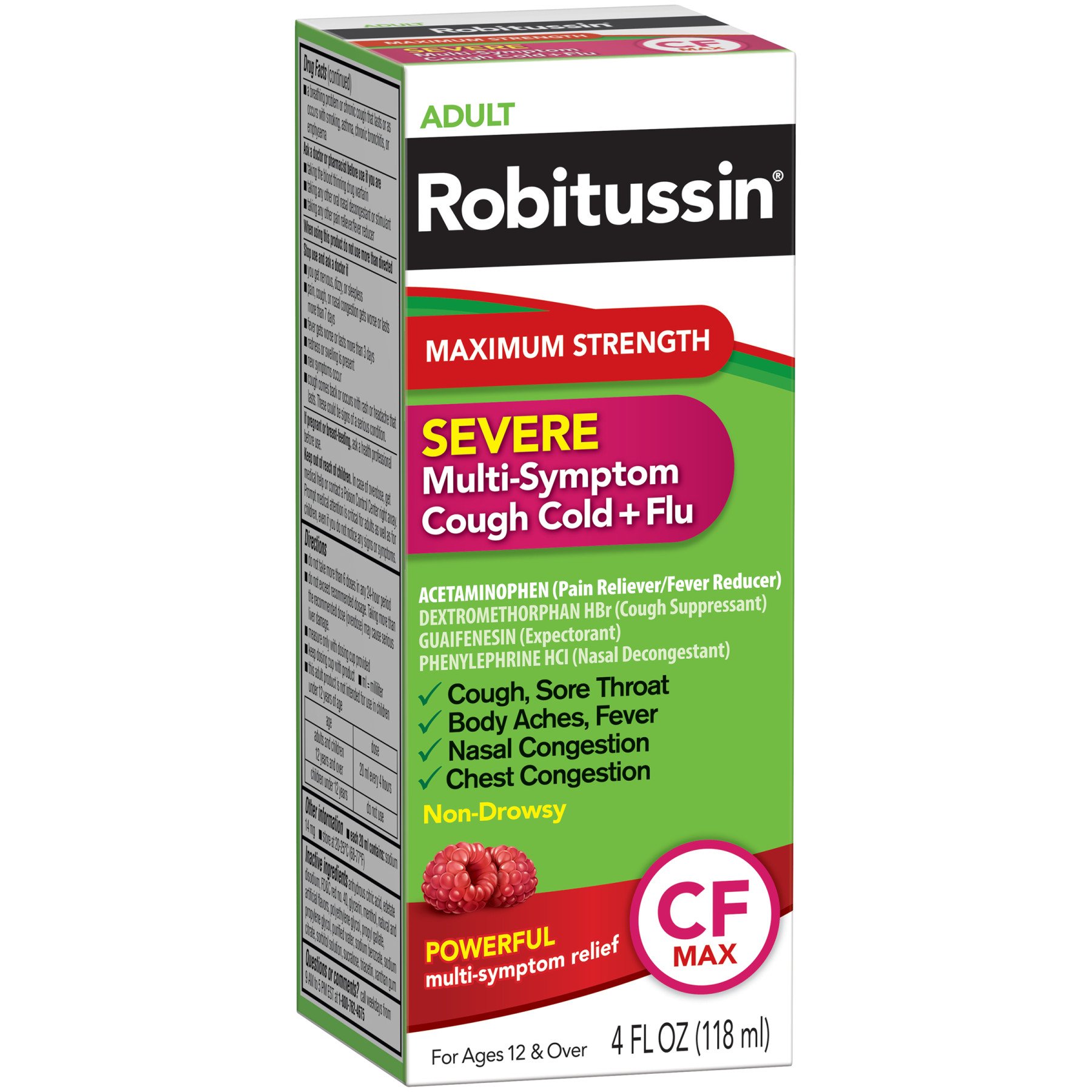Robitussin Max Strength Severe Multi Symptom Cough Cold Flu CF Liquid