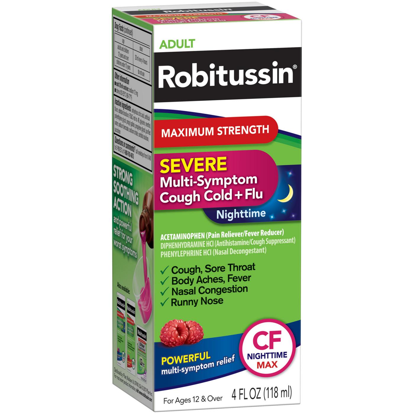 Robitussin Severe Nighttime Multi-Symptom Cough Cold + Flu Liquid ...