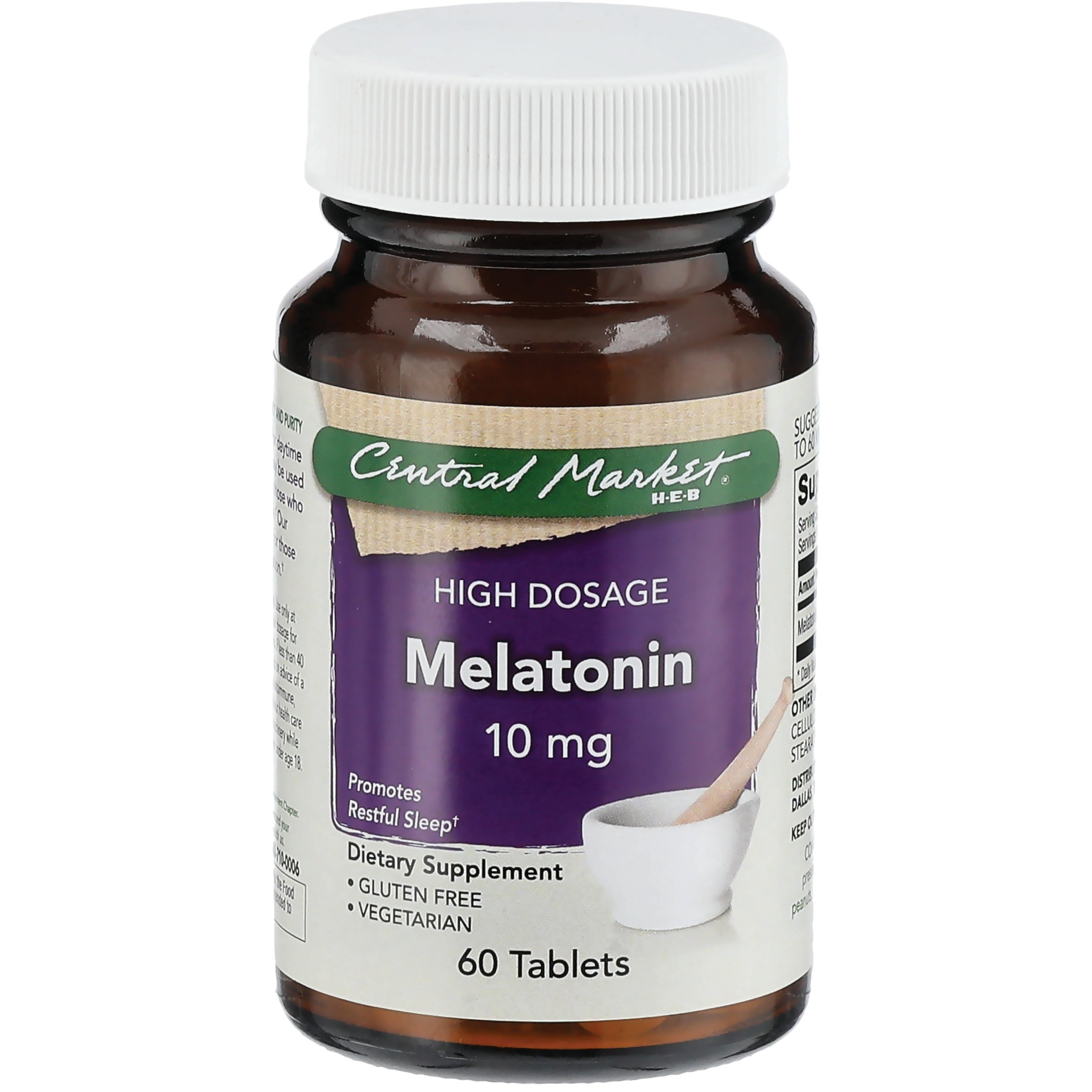 Central Market High Dosage Melatonin 10mg Tablets, 60 ct | Central ...