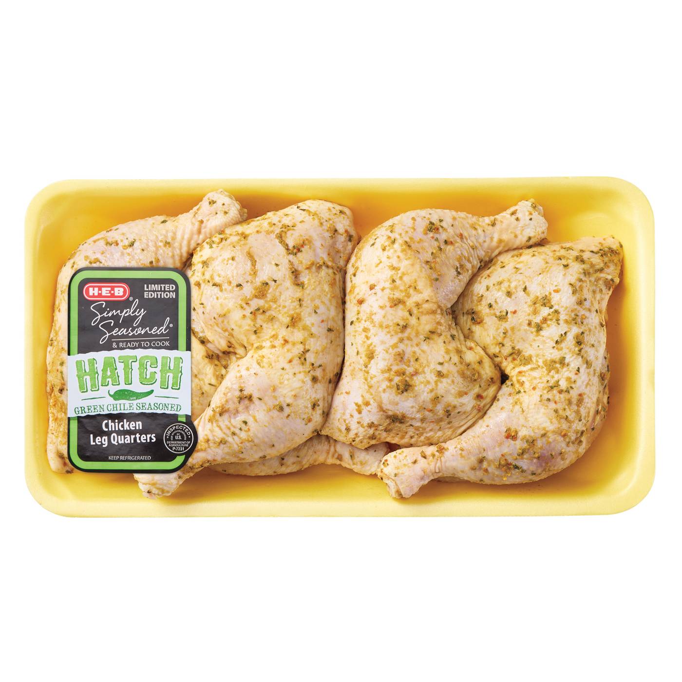 H-E-B Simply Seasoned Hatch Green Chile Seasoned Chicken Leg Quarters ...