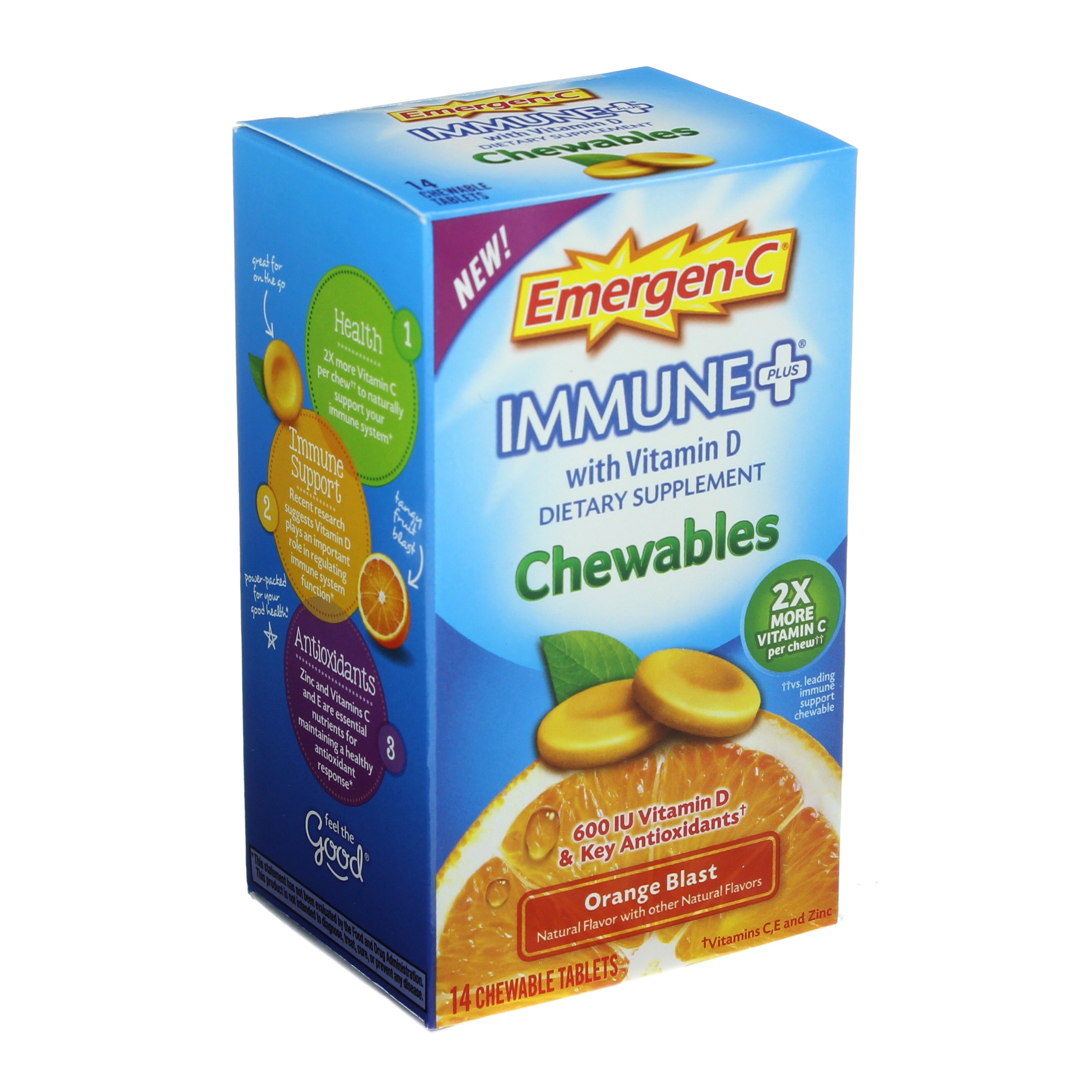 Emergen-C Immune Plus Orange Blast Chewables - Shop Multivitamins at H-E-B