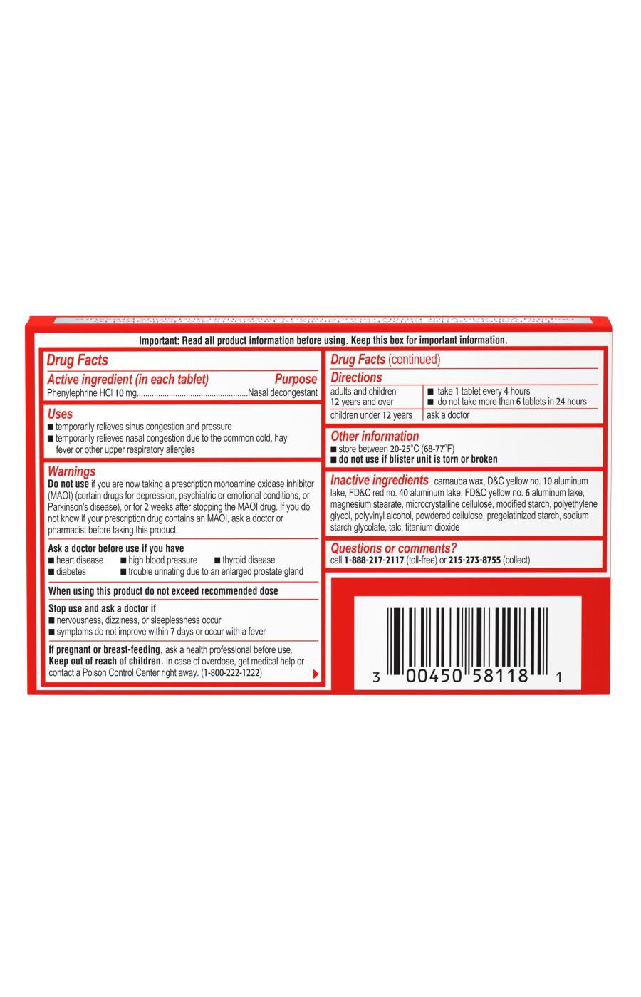 Sudafed Maximum Strength Non-Drowsy Sinus Decongestant - Shop Sinus ...