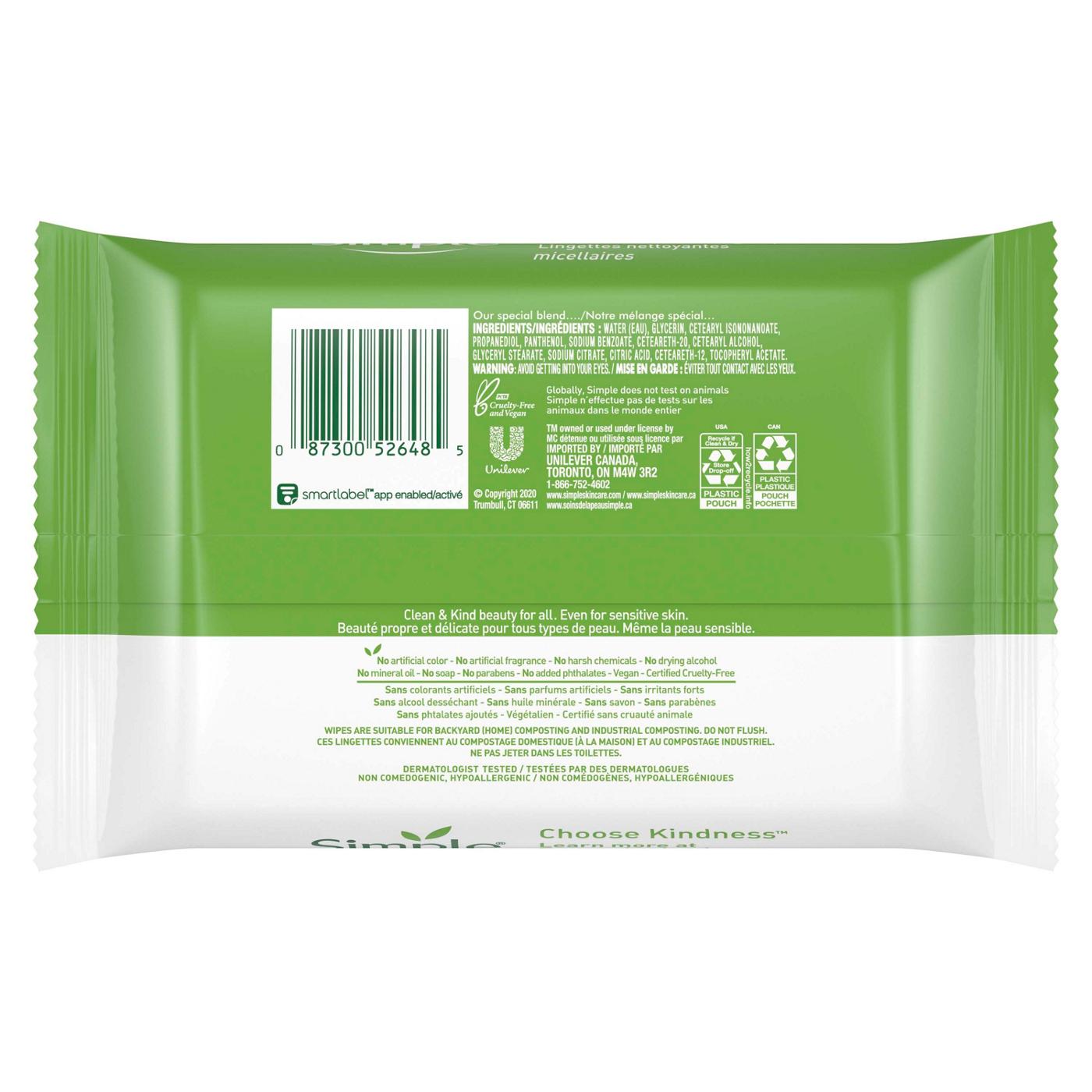 Simple Kind to Skin Micellar Cleansing Wipes - Shop Makeup remover at H-E-B