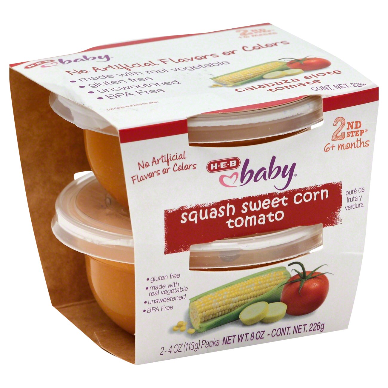 H-E-B Baby Food Puree Veggie Cups - Squash Sweet Corn Tomato - Shop ...