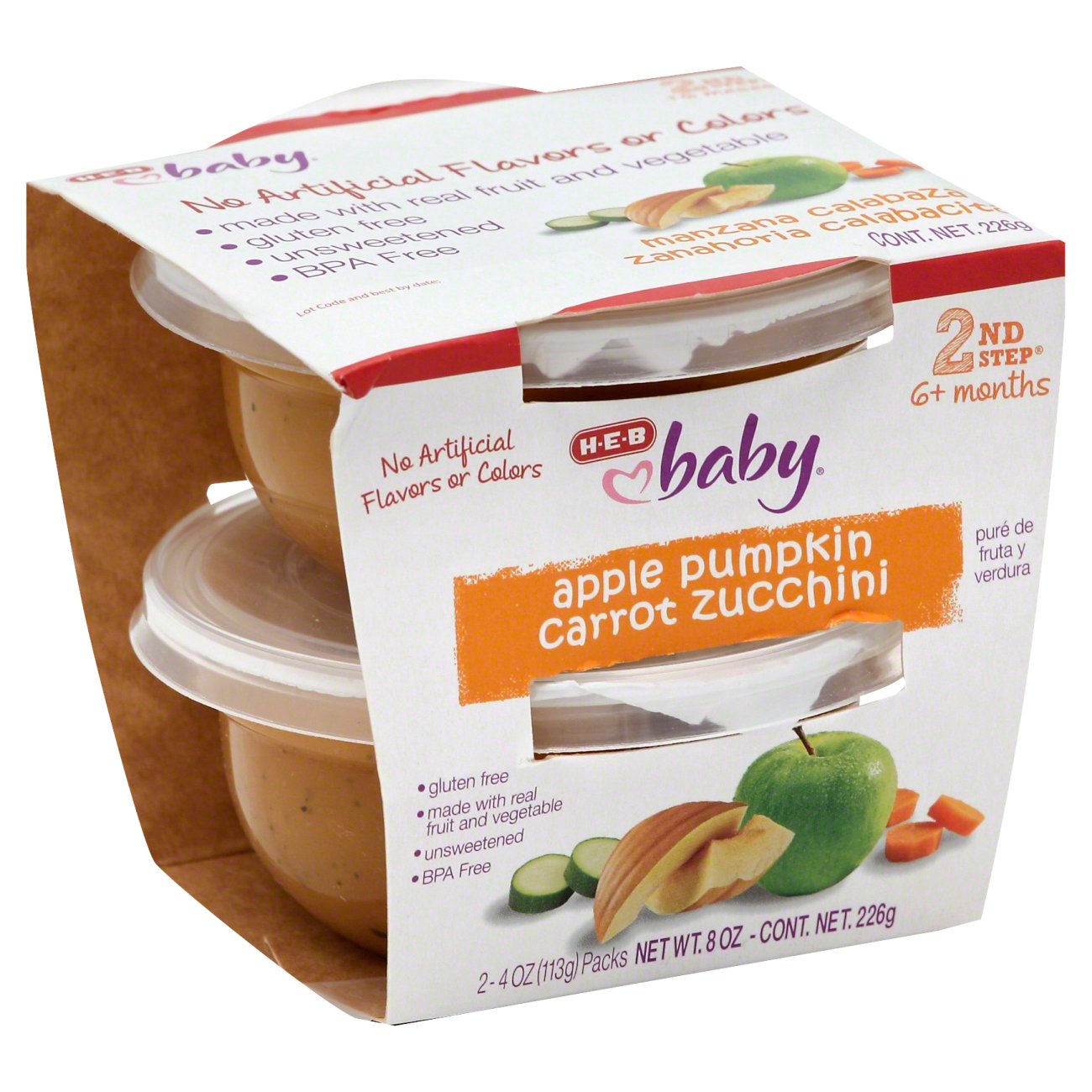 H-E-B Baby Food Puree Fruit & Veggie Cups - Apple Carrot Pumpkin ...
