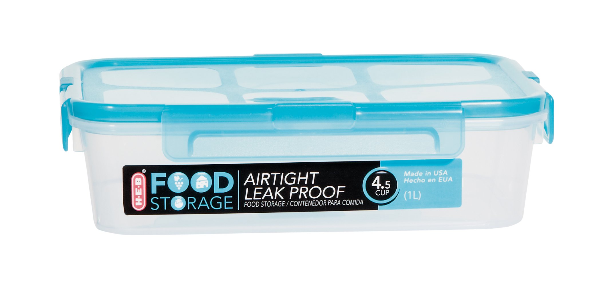 H-E-B 4.5 Cup Airtight Leak Proof Food Storage Container with Turquoise ...