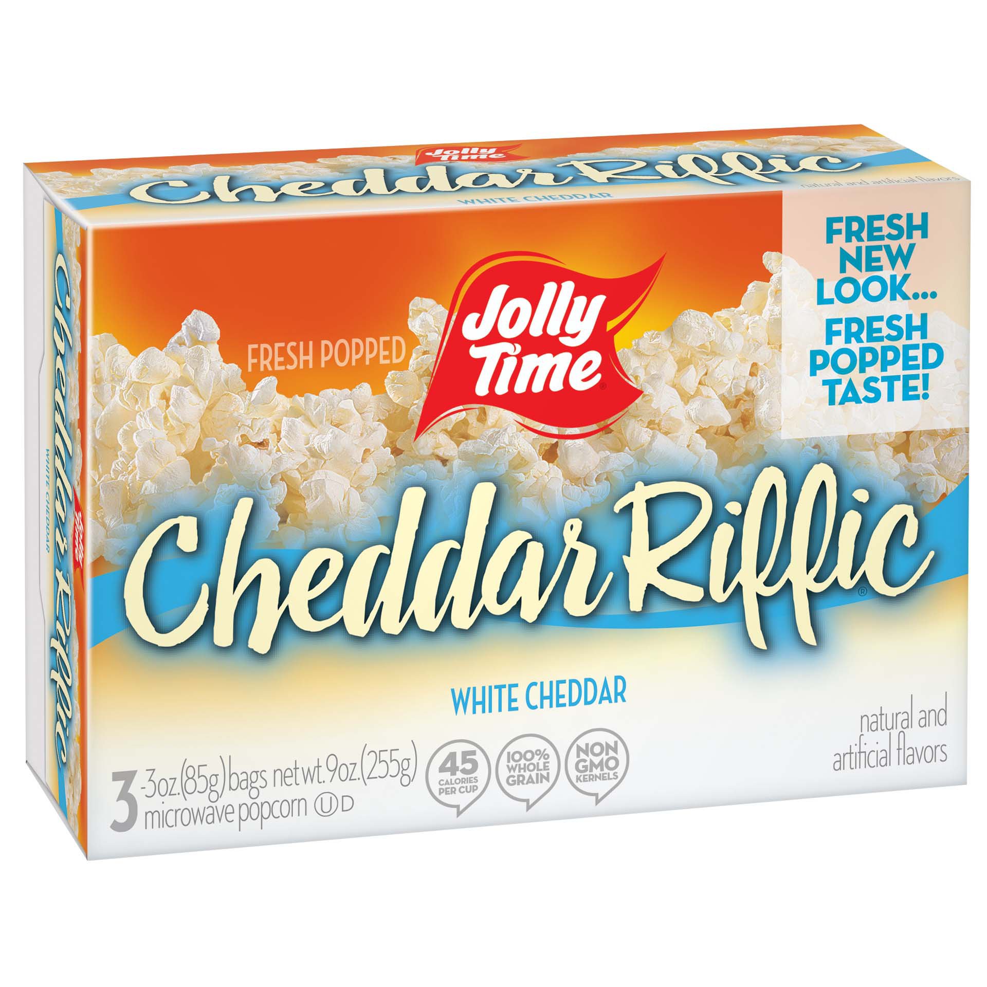 Jolly Time Microwaveable Cheddar Riffic Popcorn, White Cheddar - Shop ...