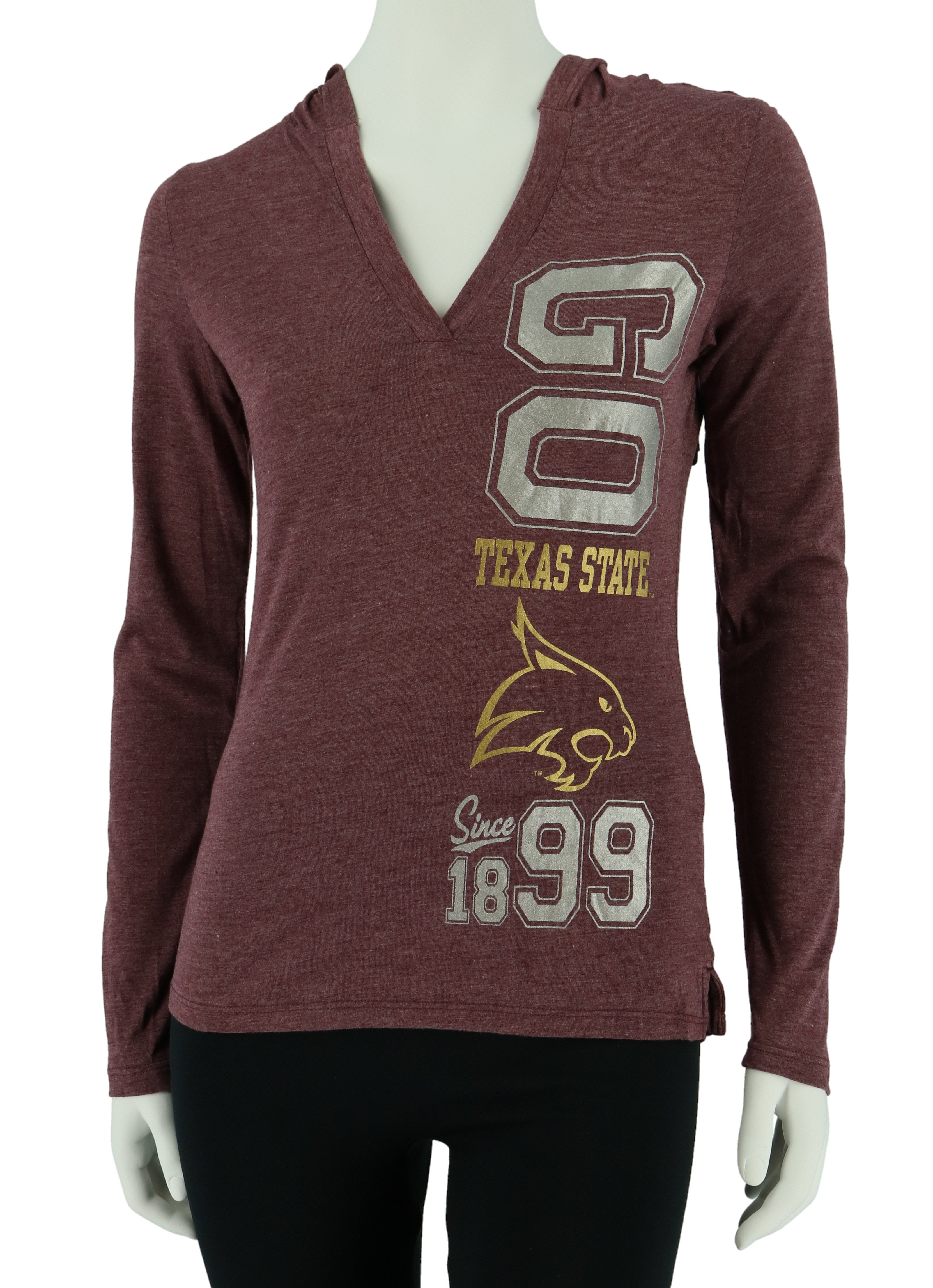 Texas State Women's V-Neck Long Sleeve Hooded Tee - Shop Team Apparel ...
