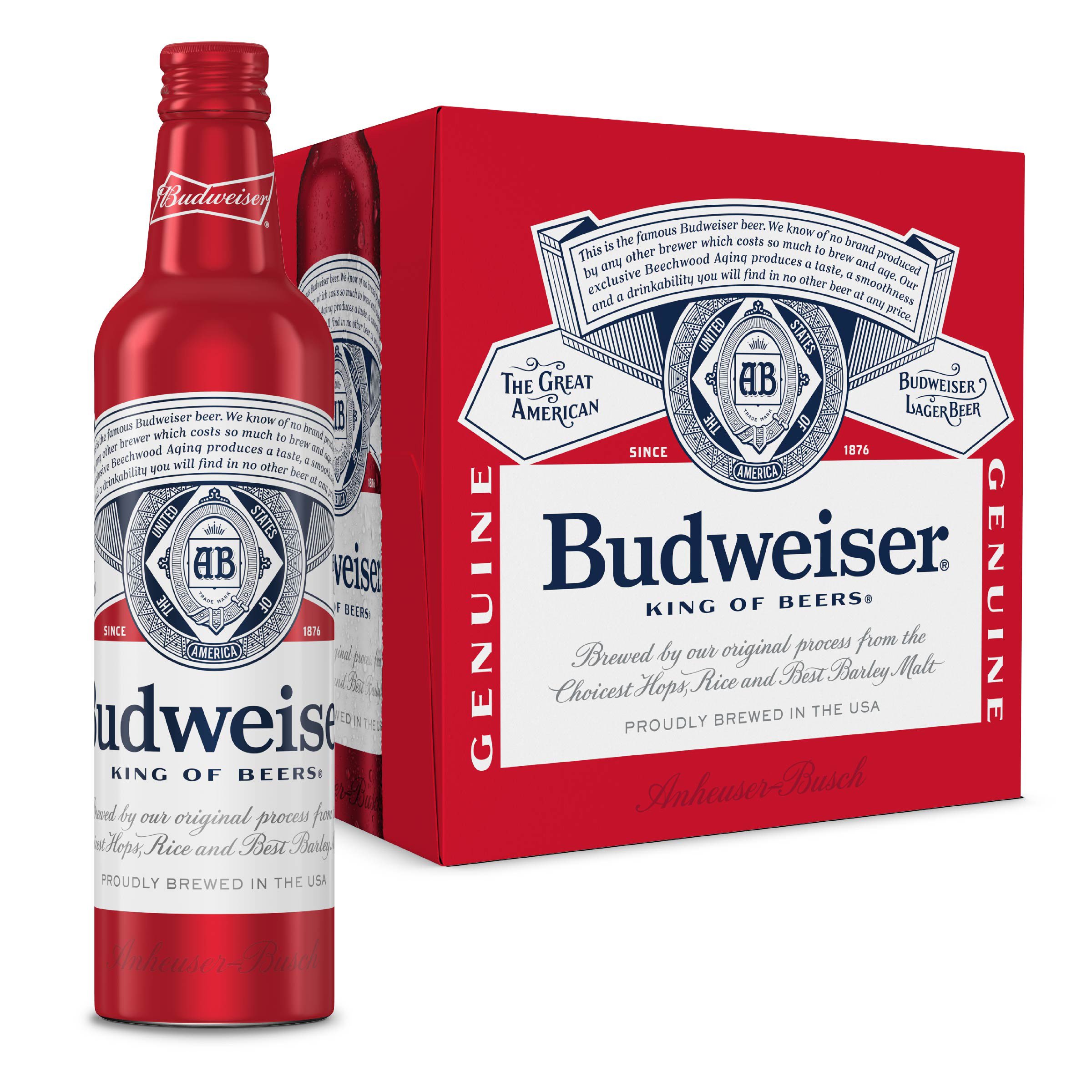 Budweiser American Lager Beer Aluminum Bottles, 12 pk - Shop Beer at H-E-B