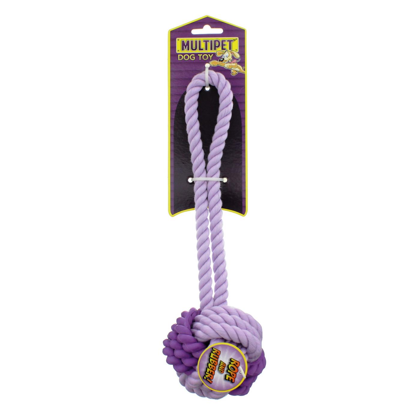 Multipet Nuts for Knots Rope/Rubber Ball with Tug Dog Toy, Colors May ...