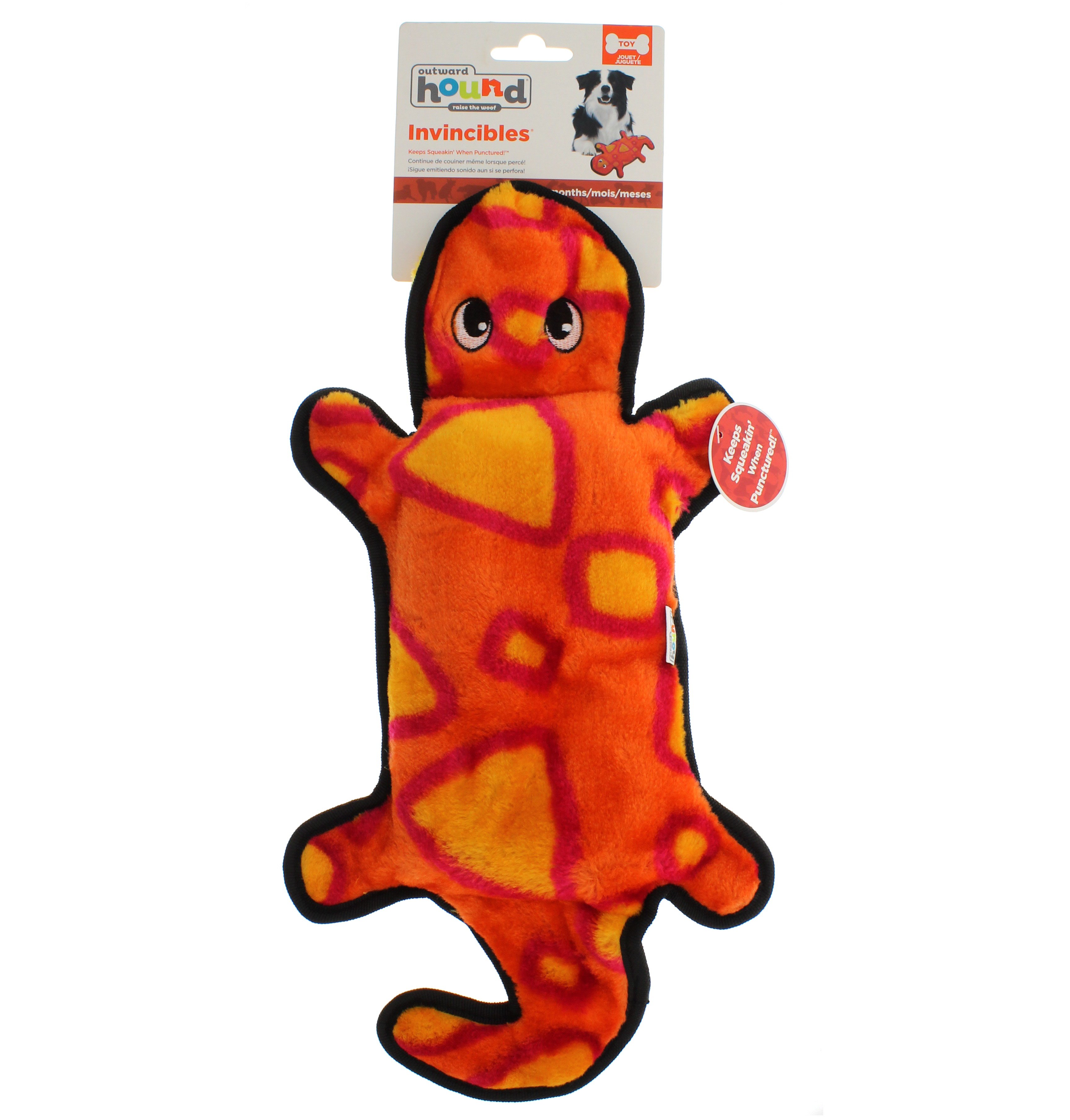 Outward Hound Invincibles 4 Squeak Red/Orange Gecko - Shop Plush toys ...
