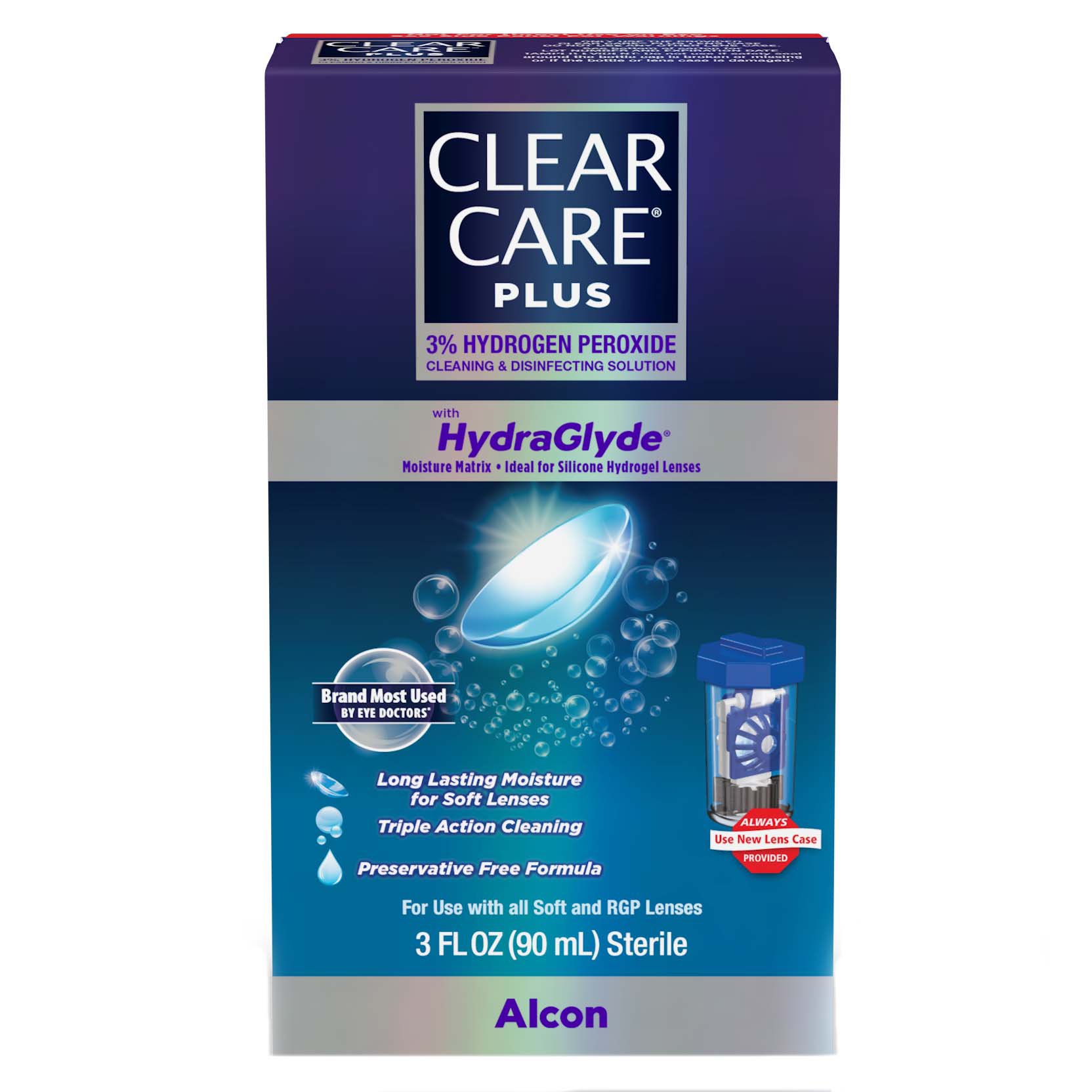 CLEAR CARE Travel Size HydraGlyde Contact Lens Cleaning & Disinfecting ...