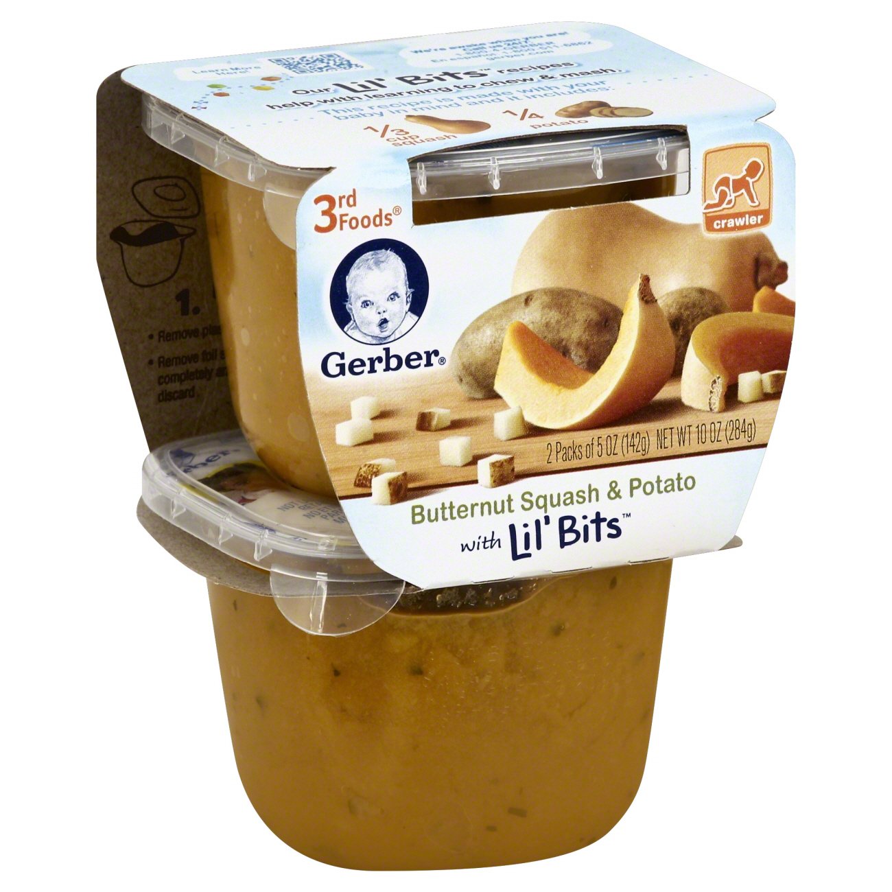 Gerber 3rd Foods, Butternut Squash & Potato with Lil' Bits, 2 Pack ...