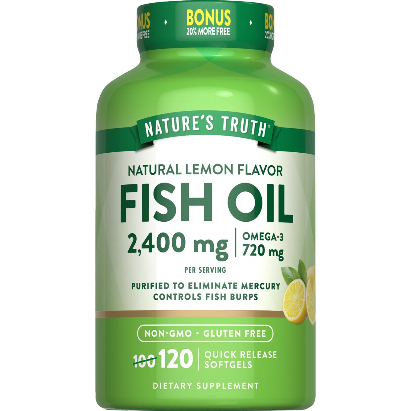 Nature's Truth Fish Oil 2400mg Quick-Release Softgels - Lemon Flavor ...