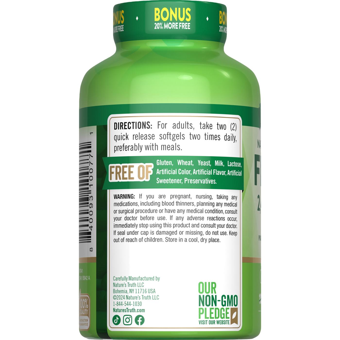 Nature's Truth Fish Oil 2400mg Quick-Release Softgels - Lemon Flavor ...