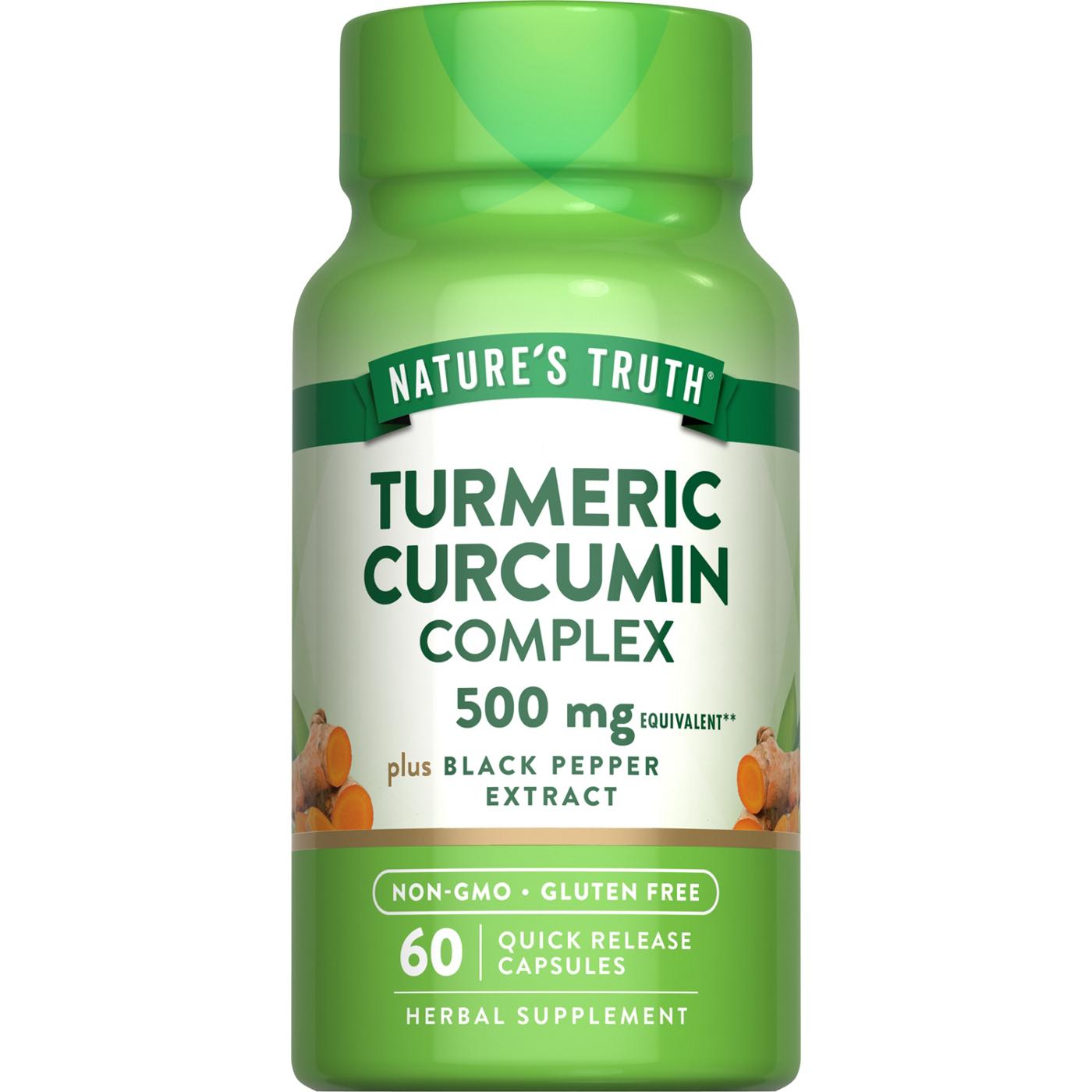 Nature's Truth Turmeric Curcumin Complex 500mg Quick-Release Capsules ...