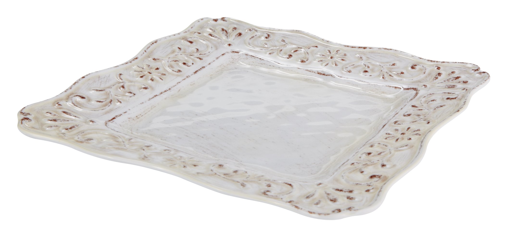Dining Style 11 Inch Embossed Scroll Square Dinner Plate Melamine ...
