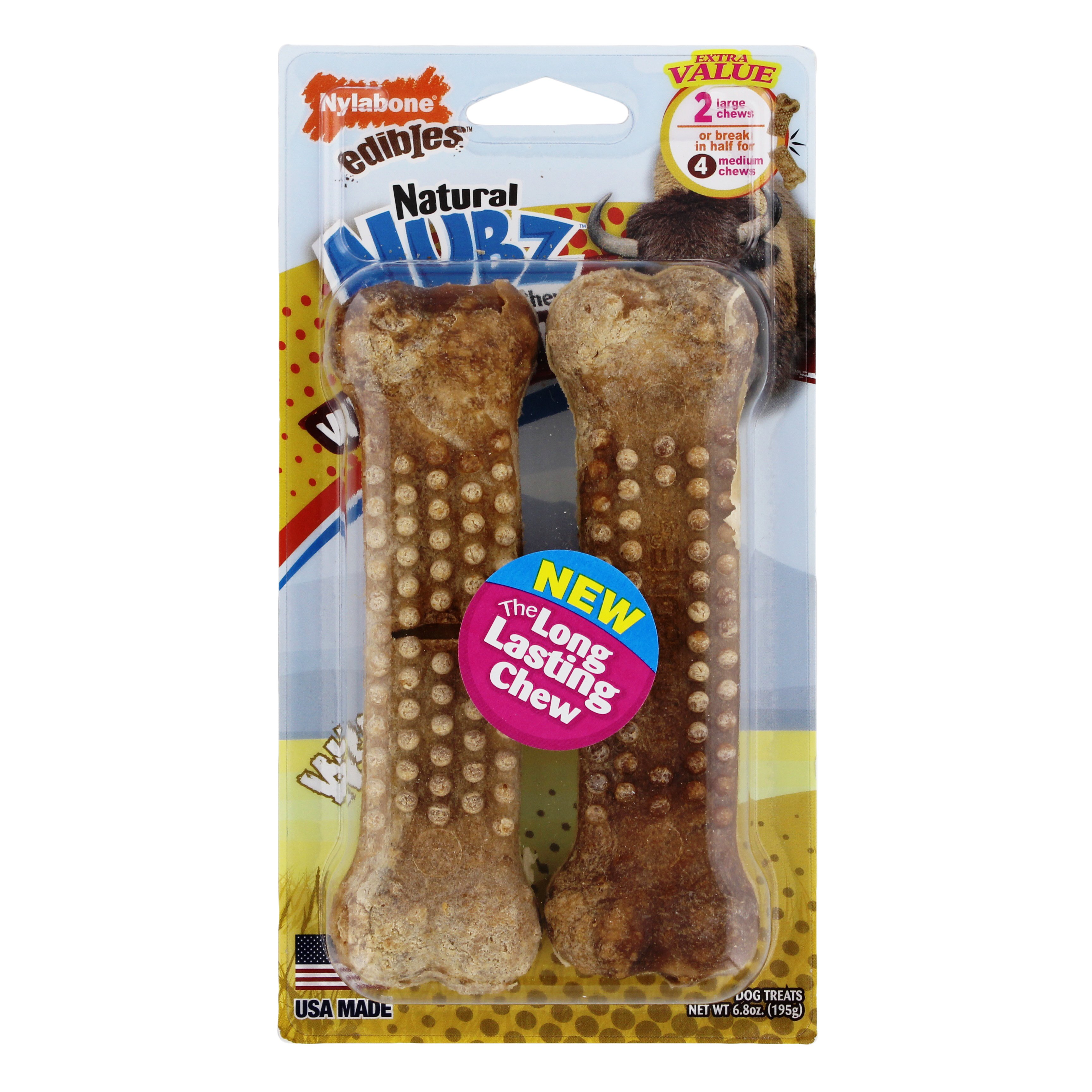 Nylabone Natural Nubz Wild Bison Large Chews - Shop Dogs at H-E-B