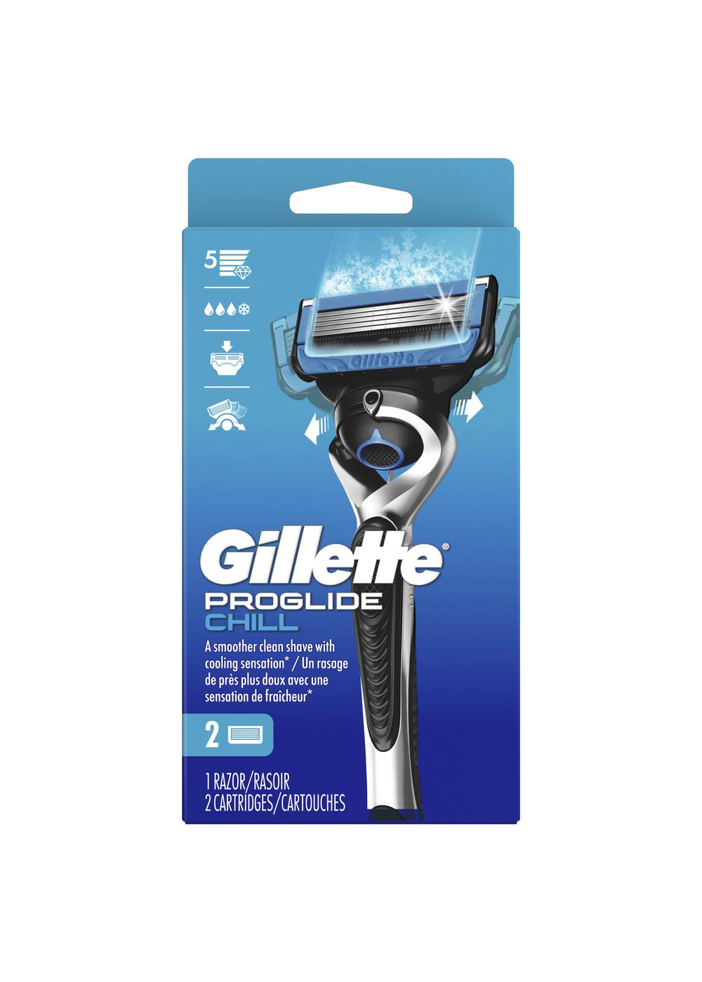 Gillette ProGlide Chill Razor + 2 Blade Refills - Shop Razors & blades ...