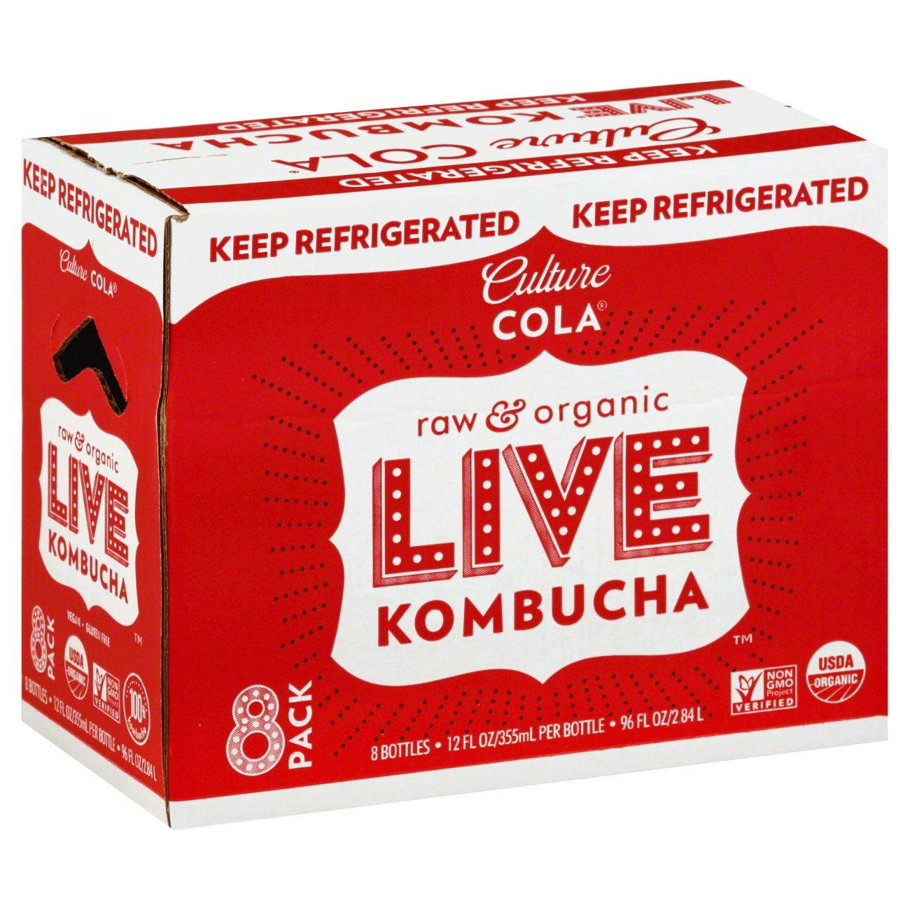 LIVE Raw & Organic Culture Cola Kombucha Soda 12 oz Bottles - Shop Tea ...