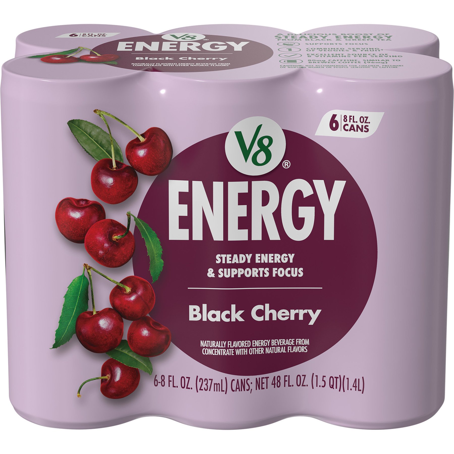 V8 Energy Black Cherry Juice Energy Drink 6 pk Cans - Shop Sports ...