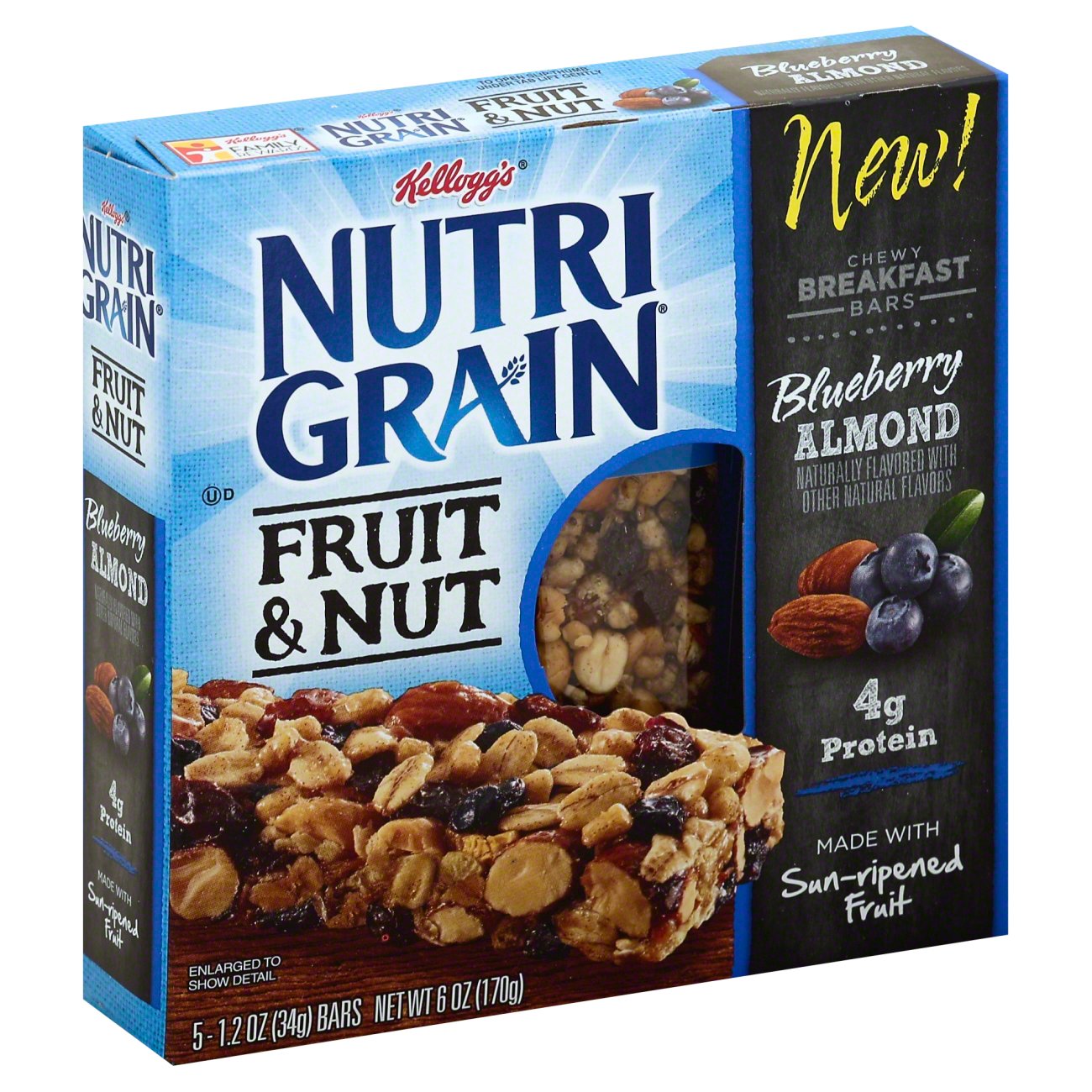 Kellogg's Nutrigrain Fruit & Nut Blueberry Almond Chewy Breakfast Bars ...