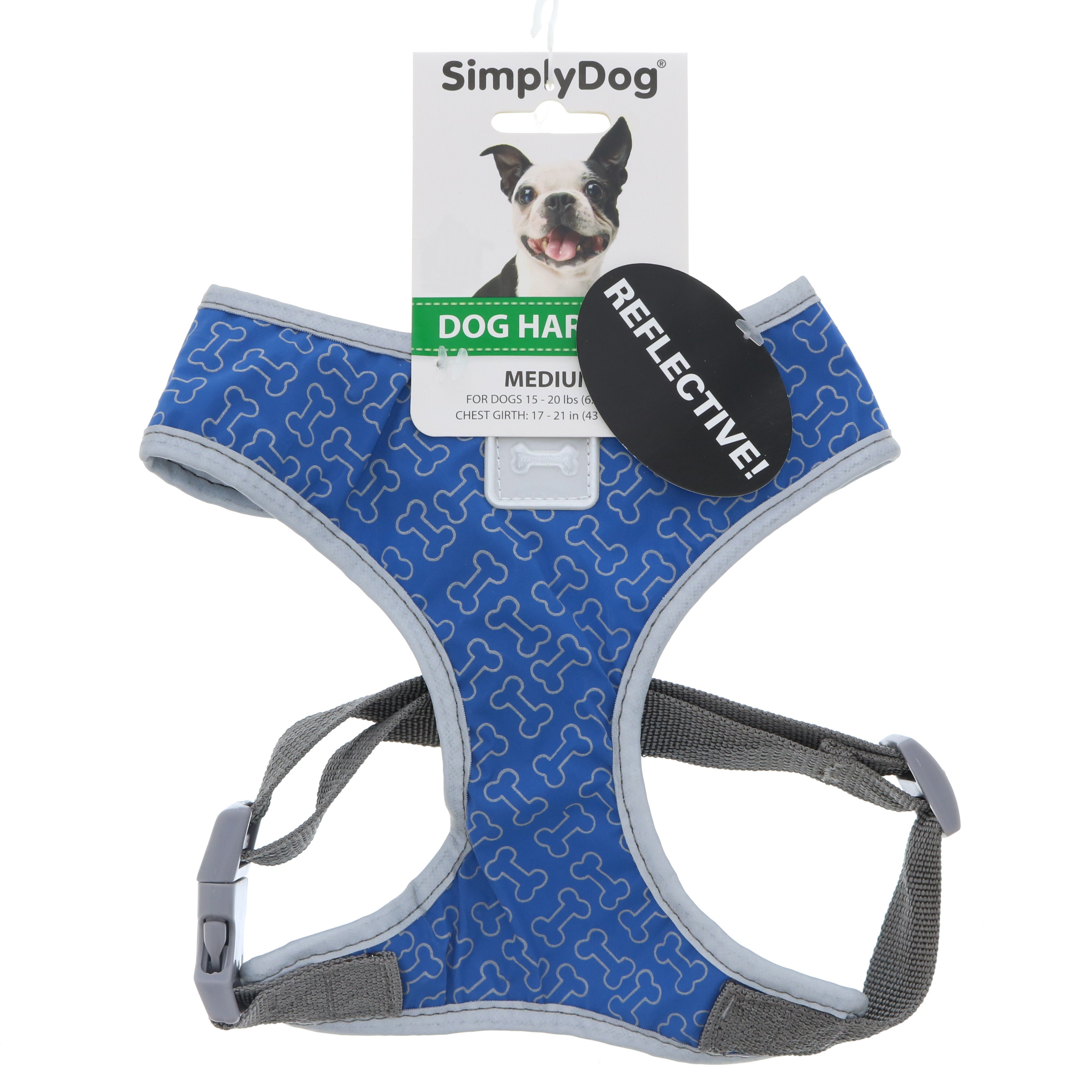 SimplyDog Neon Blue Bone Reflective Harness - Shop Dogs at H-E-B