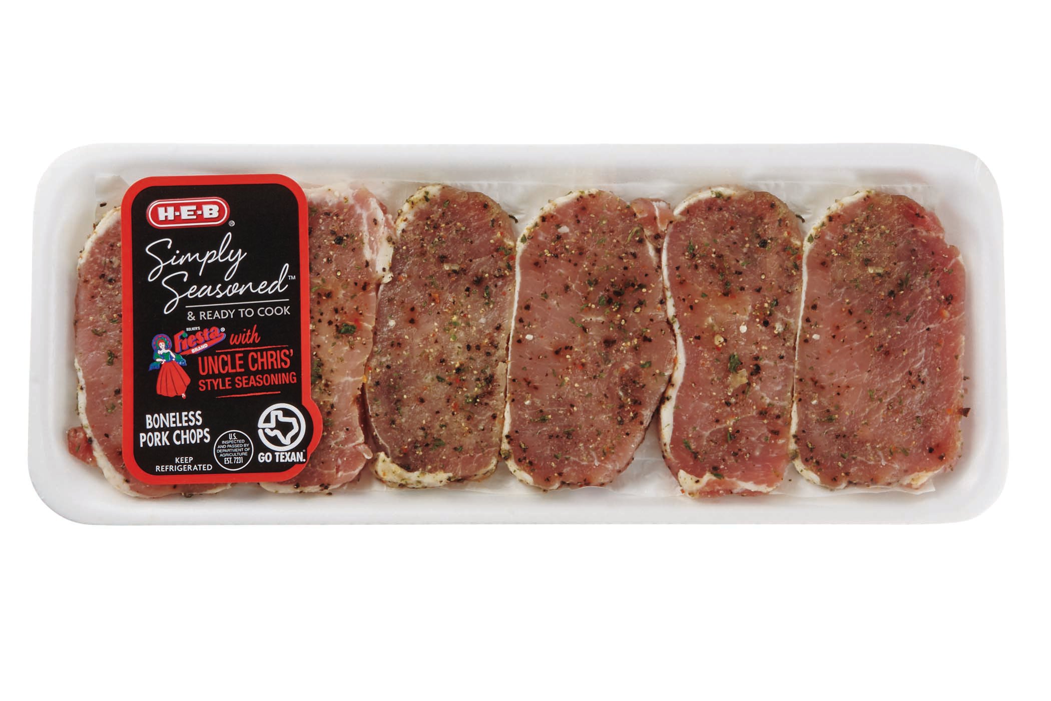 H-E-B Simply Seasoned Uncle Chris' Boneless Pork Center Loin Chops ...