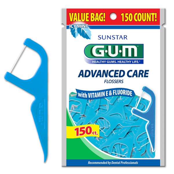 G-U-M Advanced Care Flossers with Vitamin E, Fluoride and a Icy Mint ...