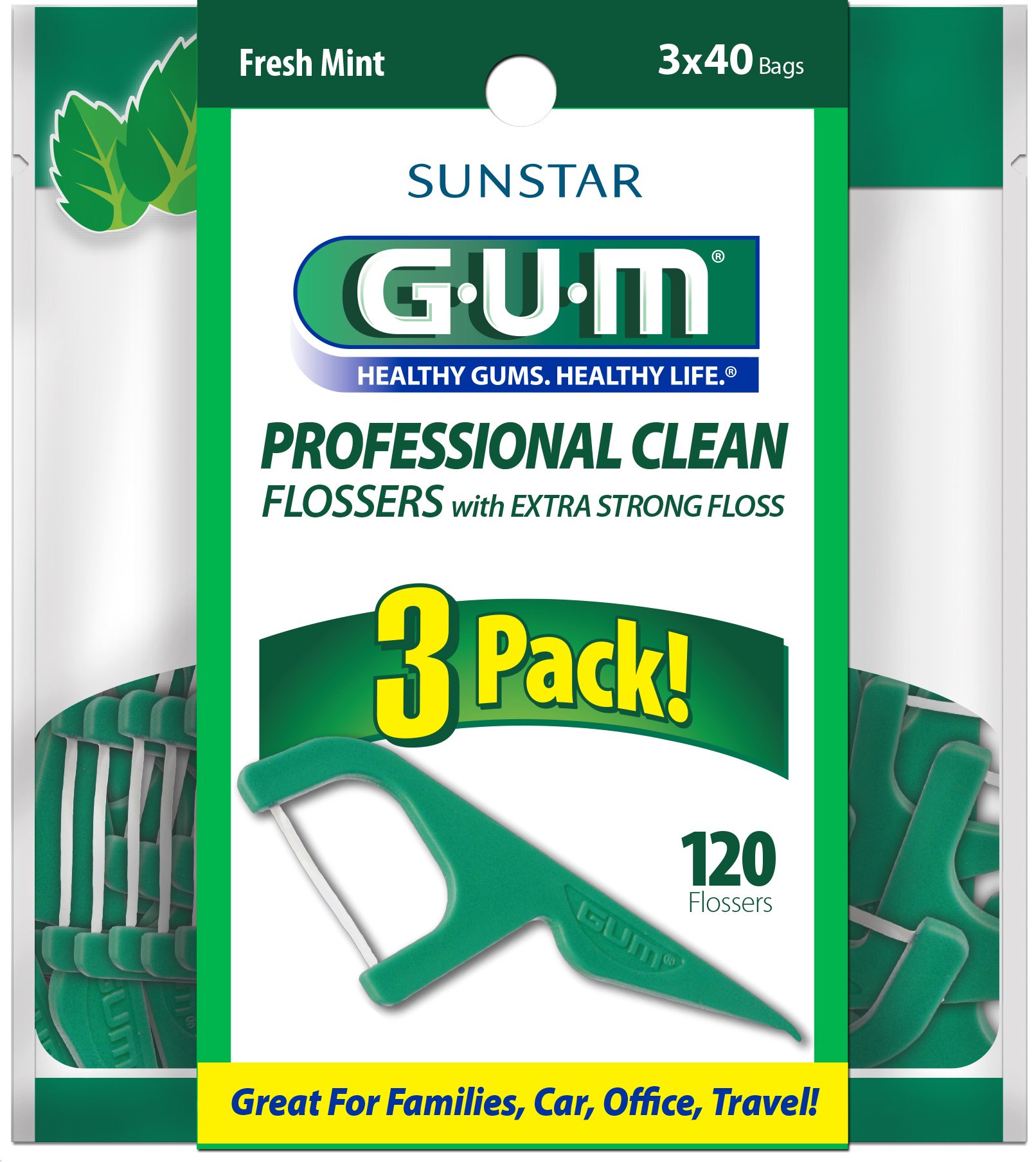 G-U-M Professional Clean Flossers - Fresh Mint 3 Pack - Shop Floss at H-E-B