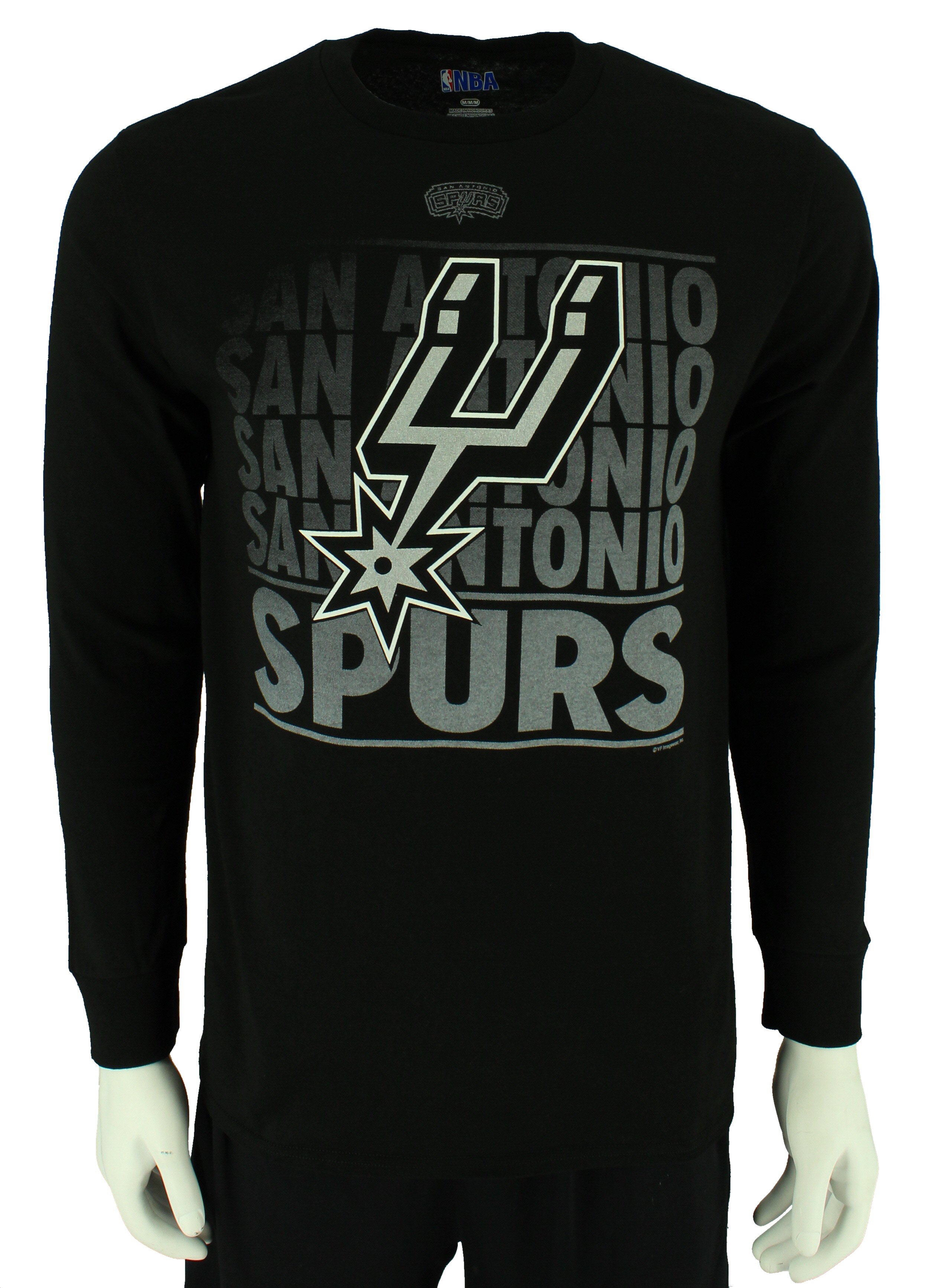 San Antonio Spurs Men's Stacked Print Black Long Sleeved Tee - Shop ...