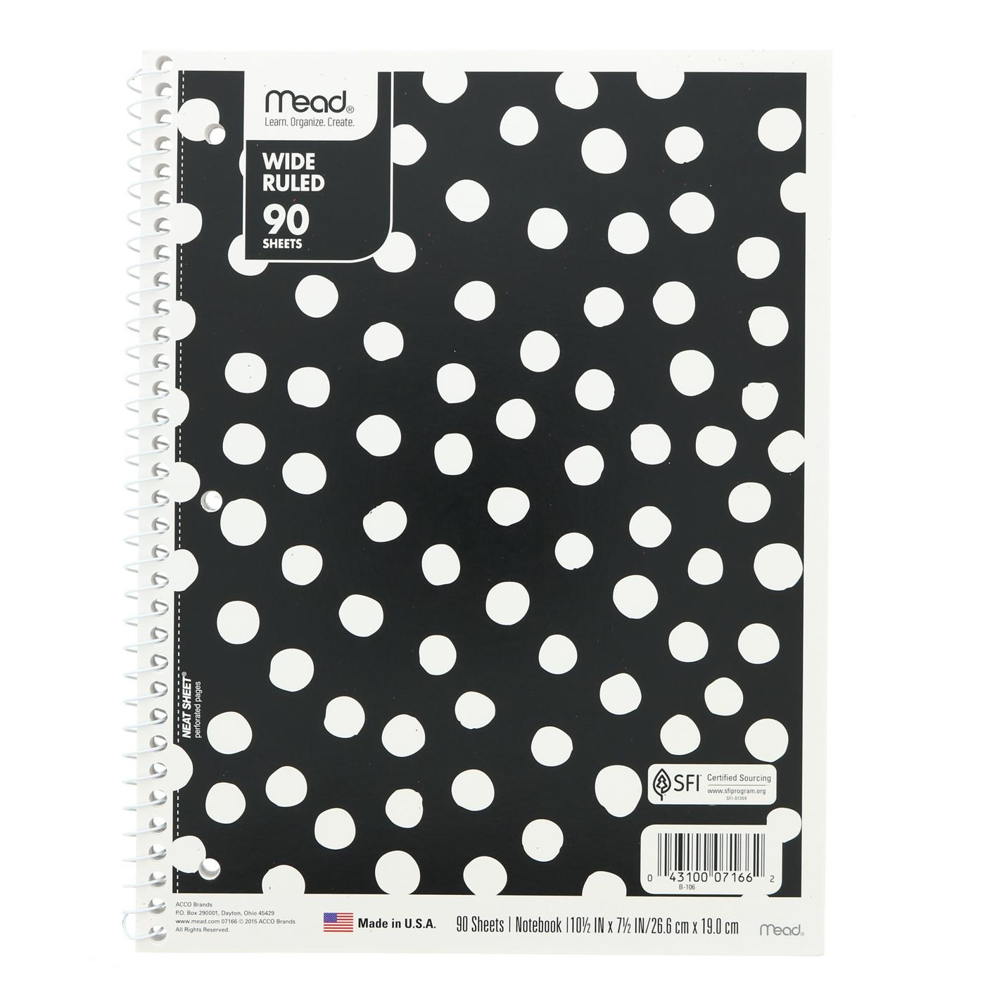 MEAD Fashion Notebook, 1 Subject, Wide Ruled, 90 Sheets, Assorted ...