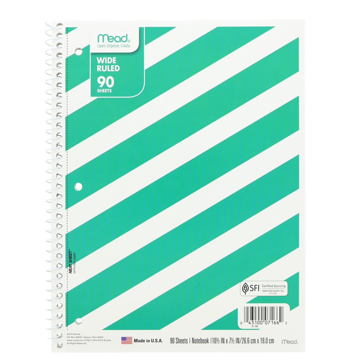 MEAD Fashion Notebook, 1 Subject, Wide Ruled, 90 Sheets, Assorted ... MEAD Fashion Notebook, 1 Subject, Wide Ruled, 90 Sheets, Assorted ...
