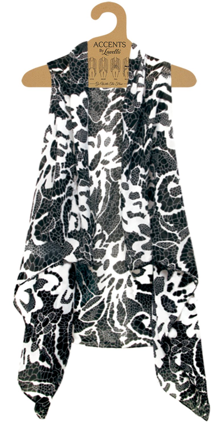 DM Merchandising Sheer Designer Vests, Black and White Lace Pattern ...