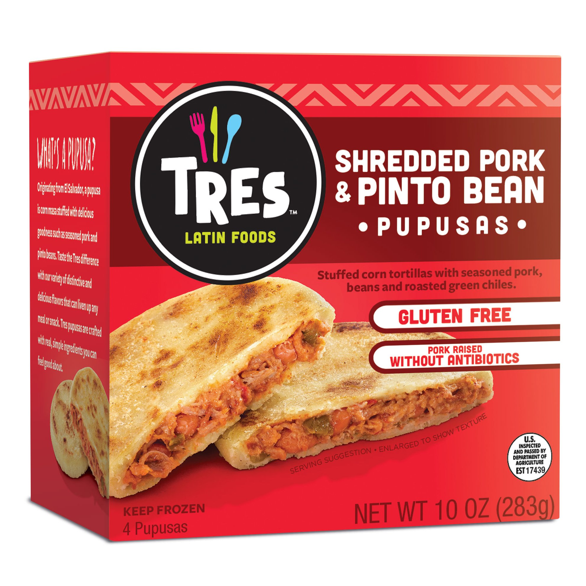 Tres Pupusas Shredded Pork & Pinto Bean - Shop Entrees & sides at H-E-B