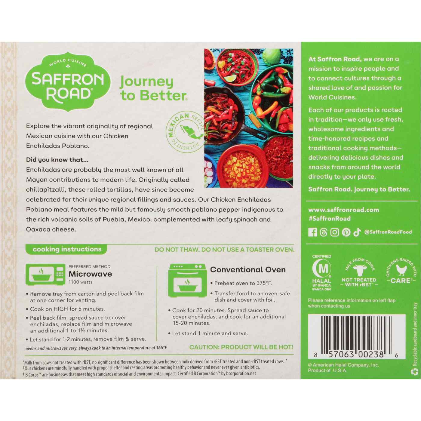 Saffron Road Frozen Chicken Enchiladas Poblano - Shop Entrees & sides ...